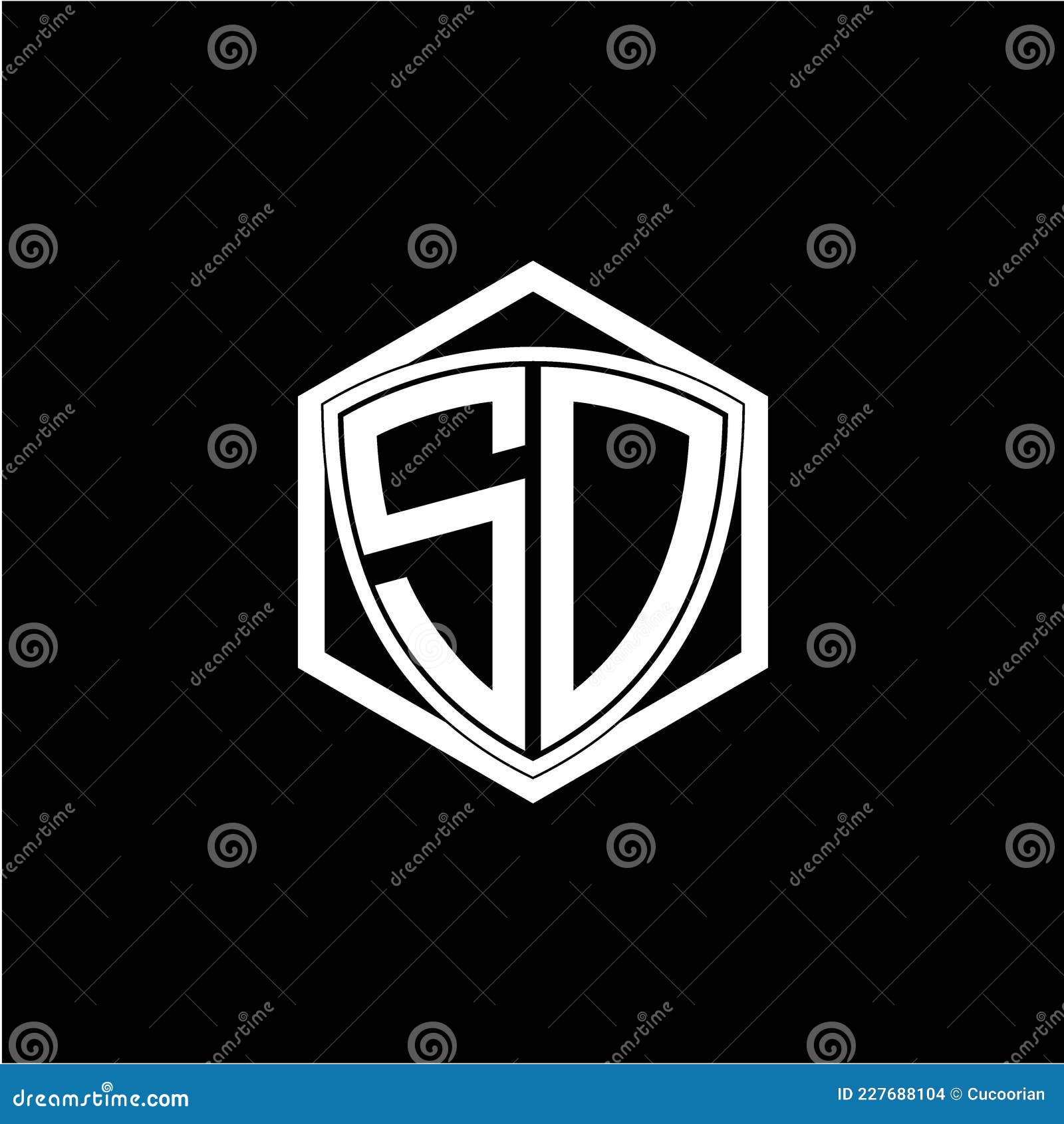 Initial Letter S O Shield with Hexagon Frame Stock Illustration ...