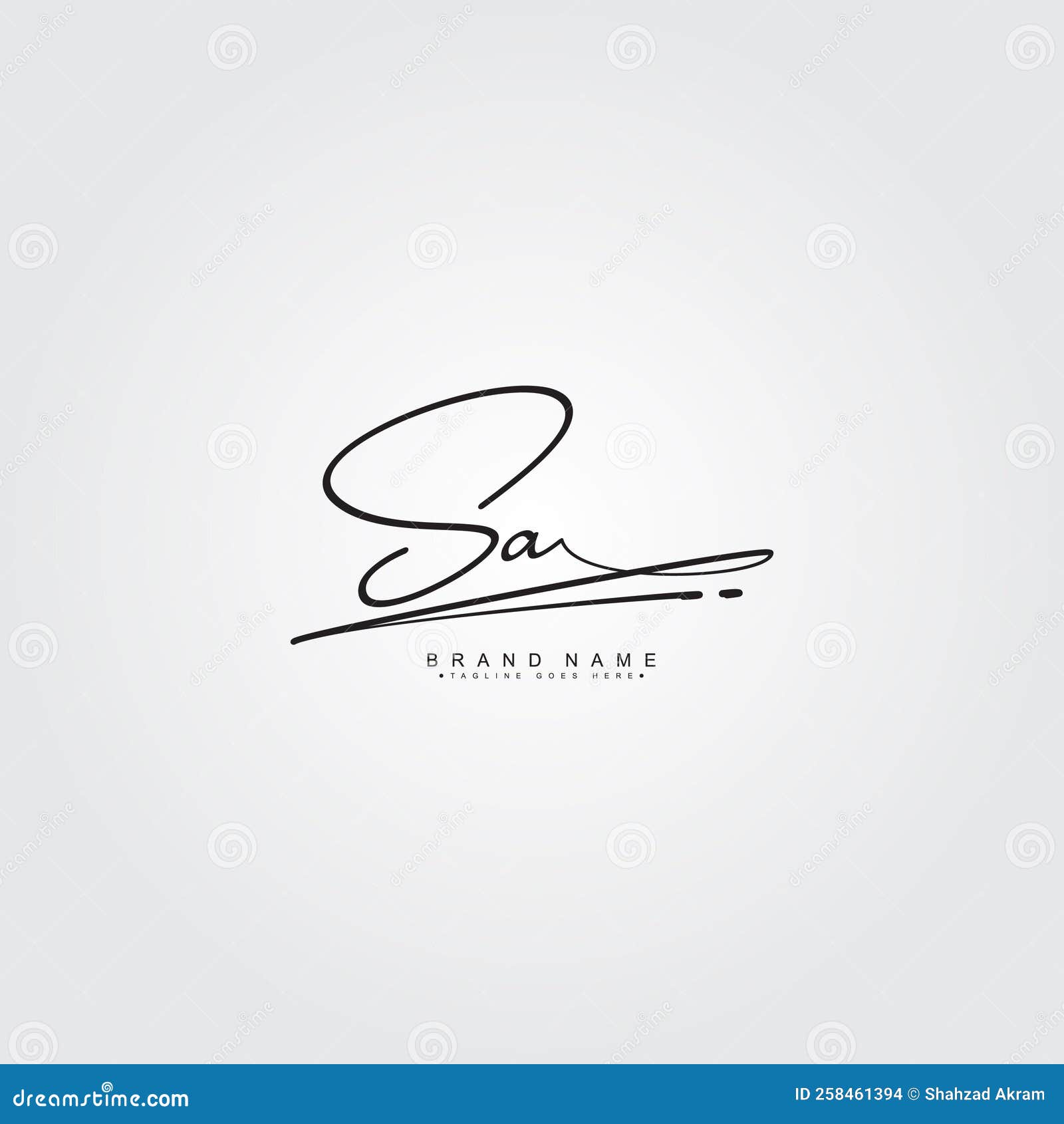 Initial Letter SA Logo - Handwritten Signature Logo Vector Illustration ...
