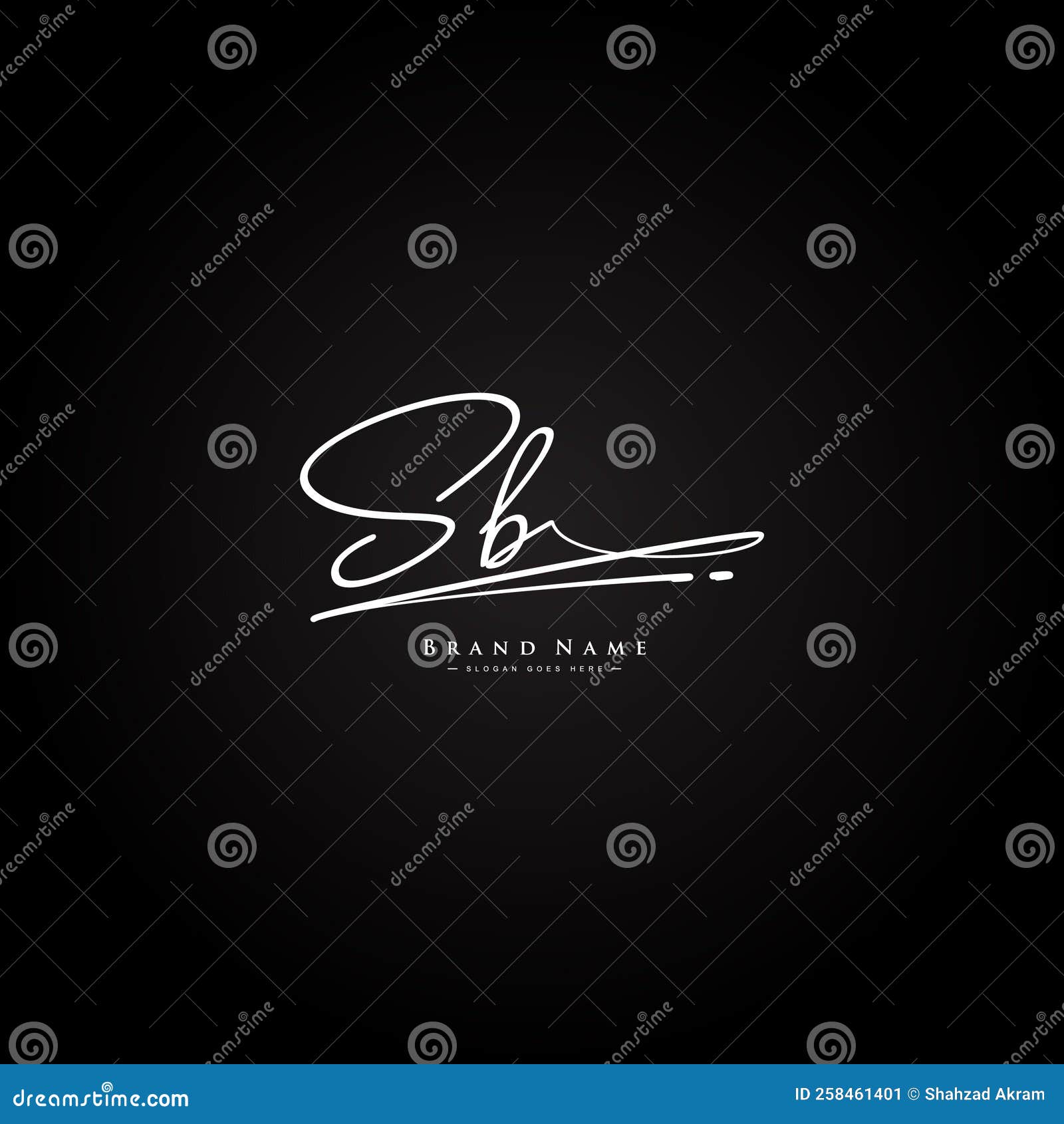 Initial Letter SB Logo - Handwritten Signature Style Logo Stock Vector ...