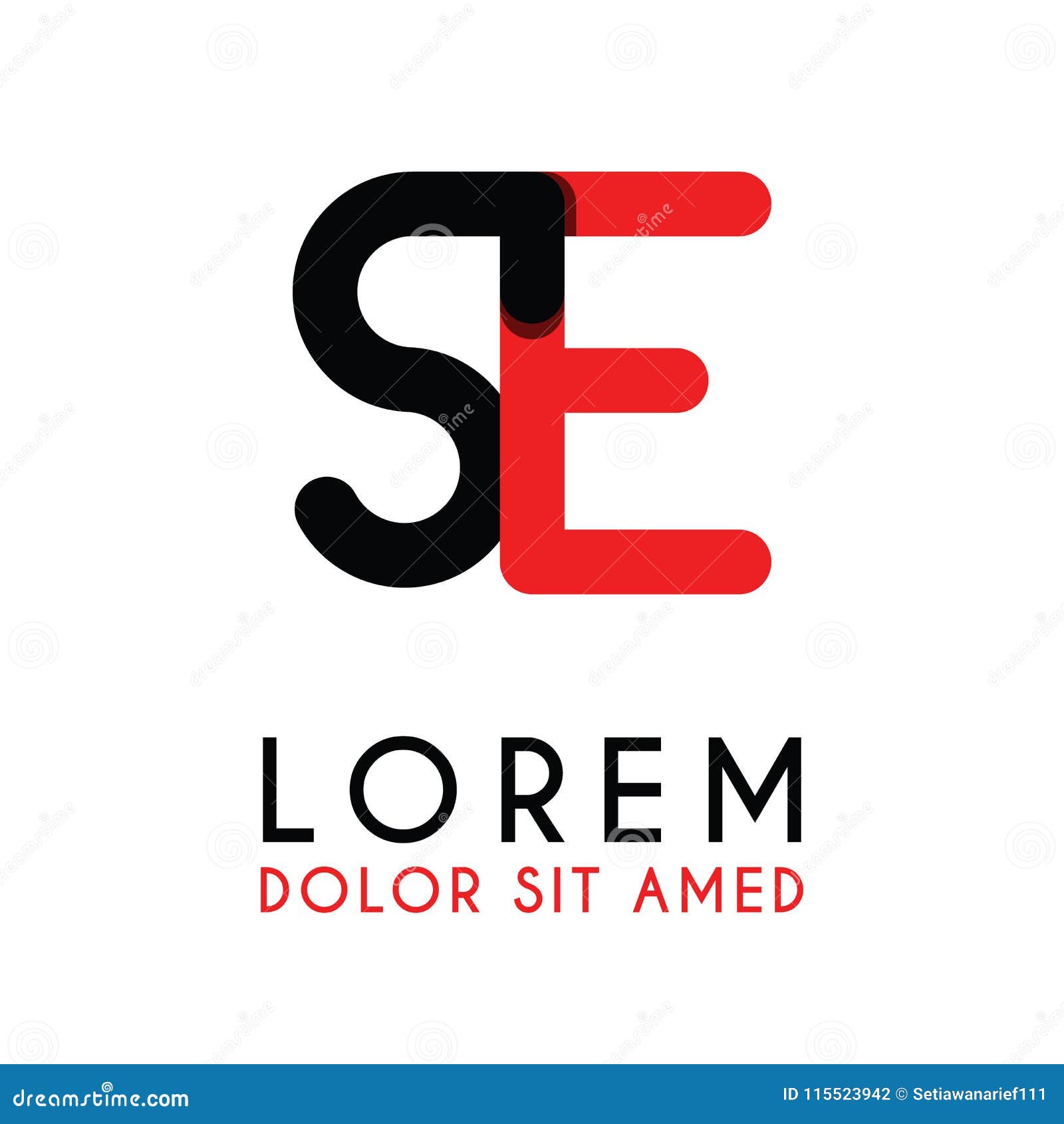 Initial Letter SE with Red Black and Has Rounded Corners Stock Vector ...