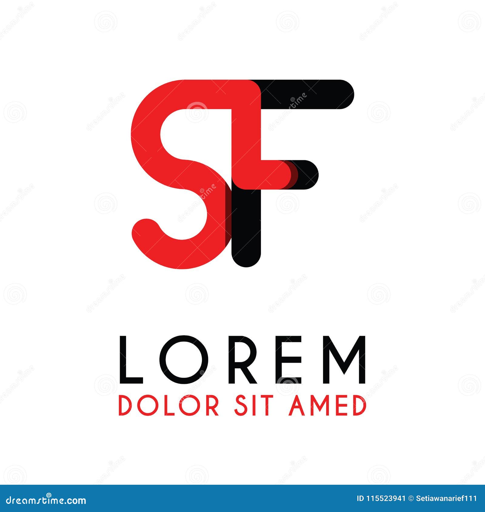 Initial Letter SF With Red Black And Has Rounded Corners Cartoon Vector ...