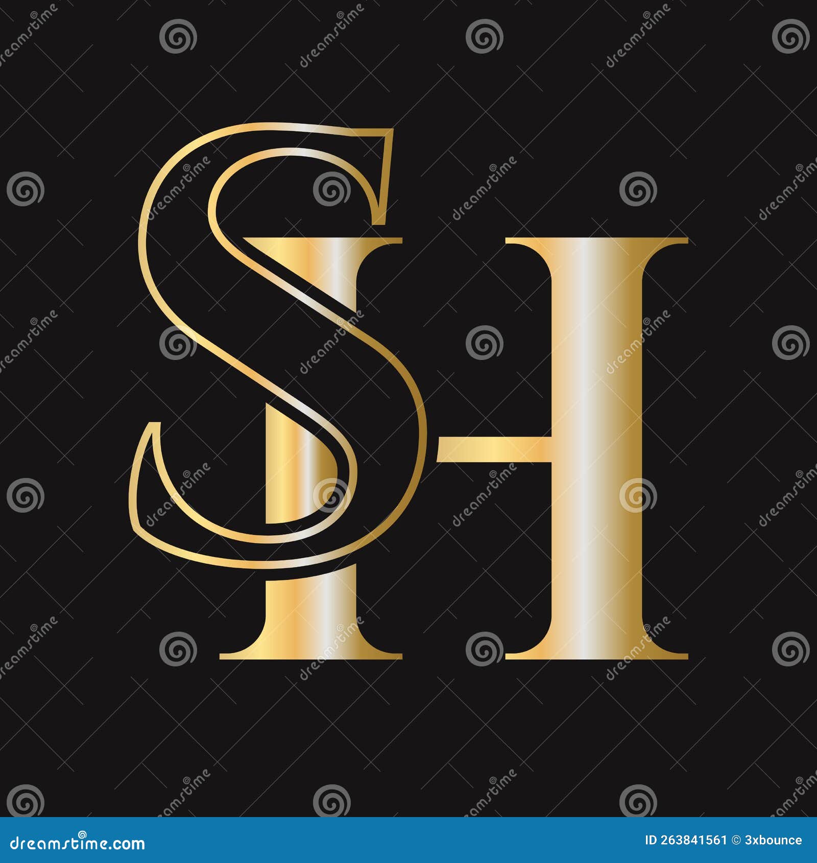 Initial Letter SH, HS Logo Design Vector Template. Monogram SH Logotype ...