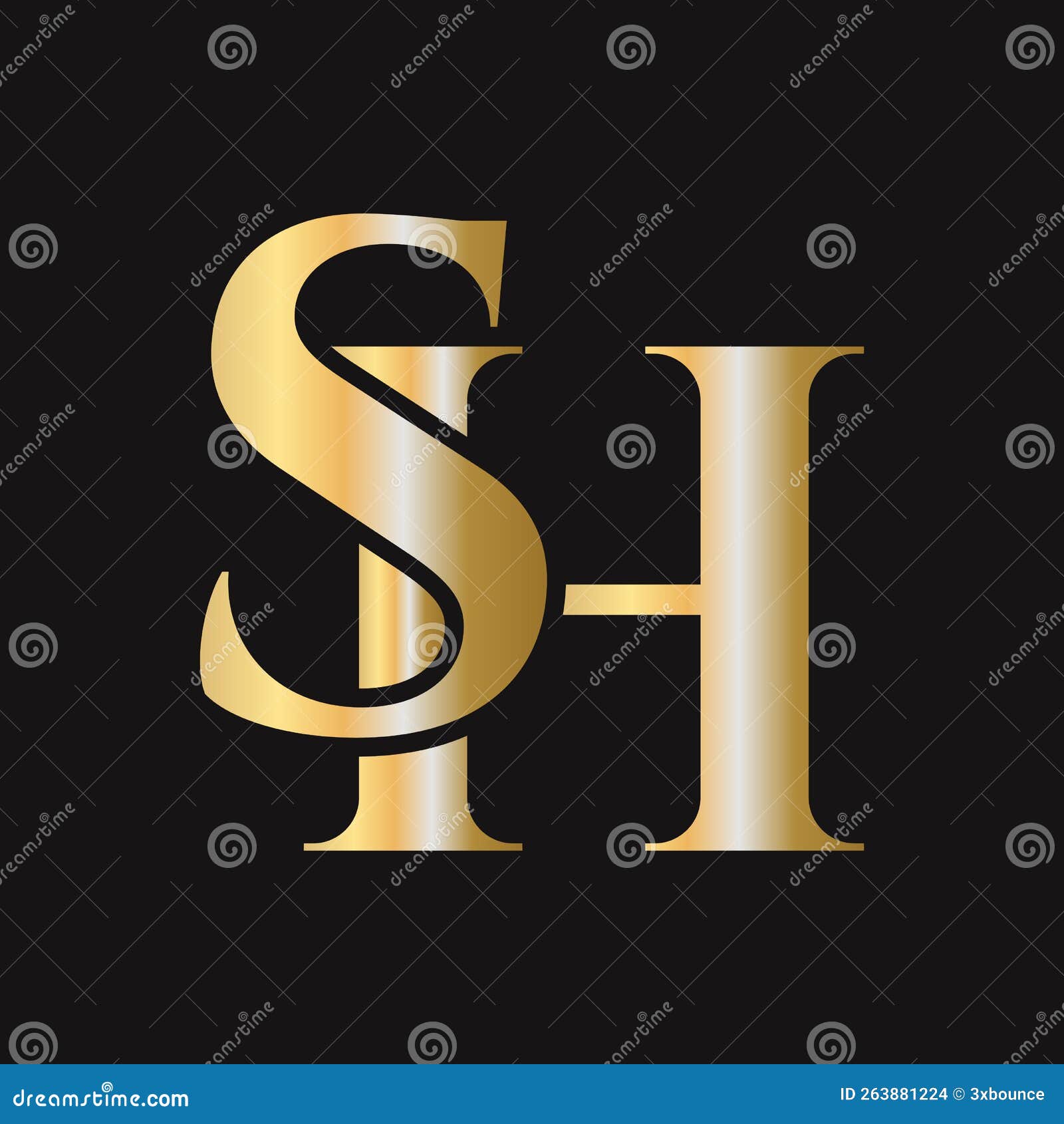 Initial Letter SH, HS Logo Design Vector Template. Monogram SH Logotype ...