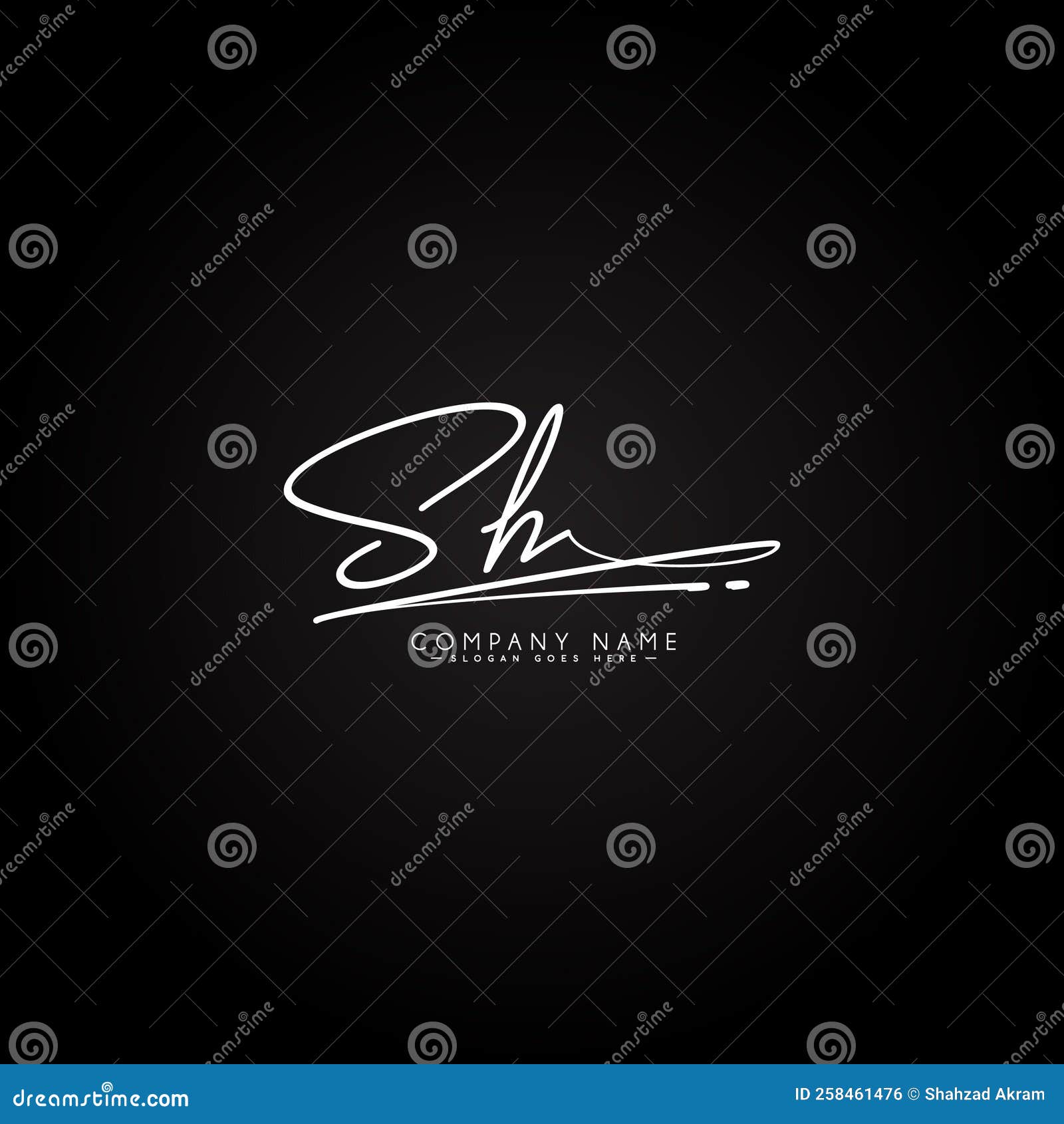 Initial Letter SH Logo - Handwritten Signature Style Logo Stock Vector ...