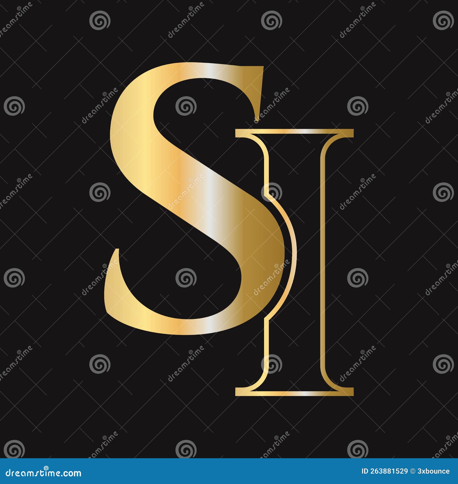 Initial Letter SI, is Logo Design Vector Template. Monogram SI Logotype ...