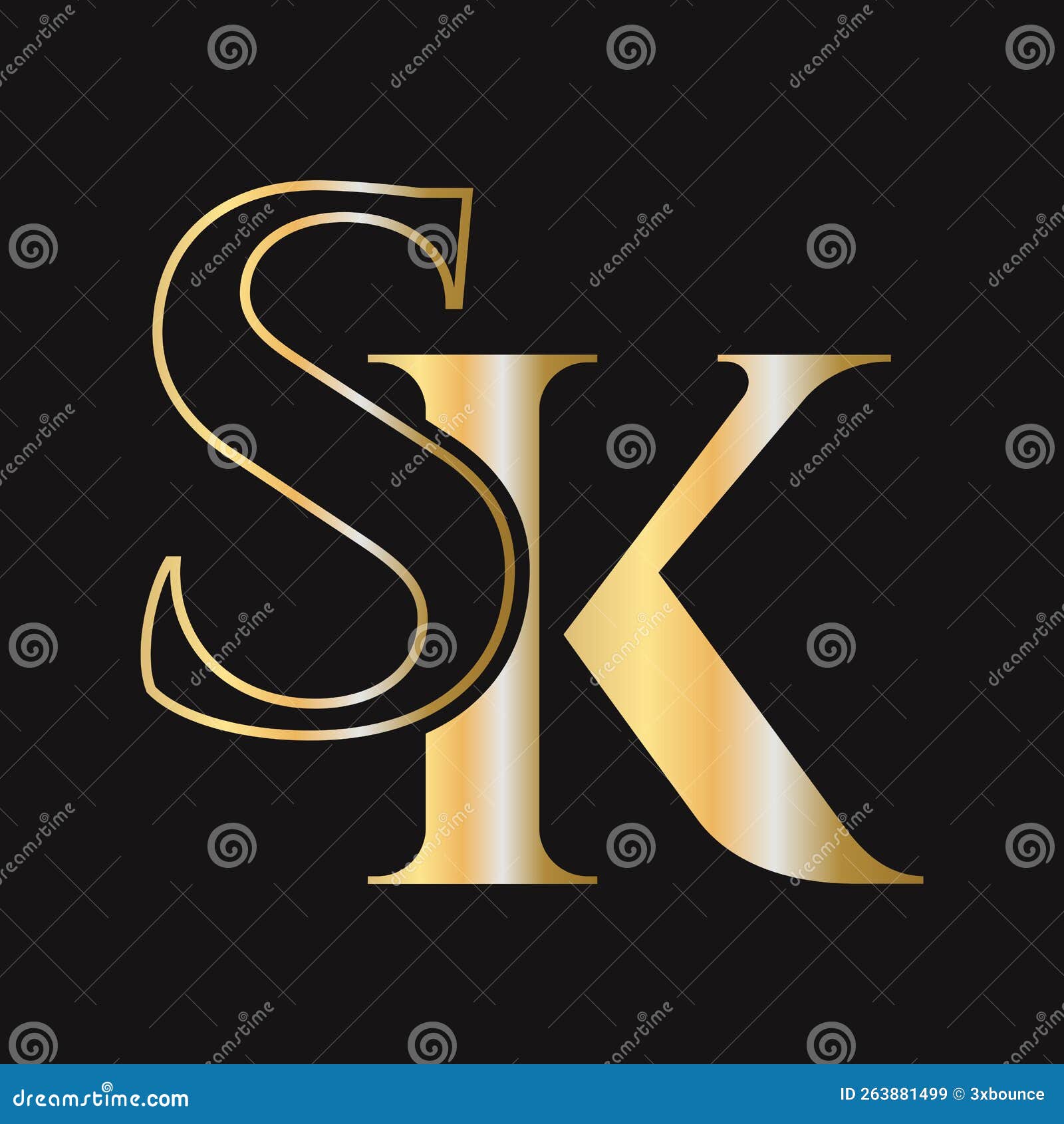 Initial Letter SK, KS Logo Design Vector Template. Monogram SK Logotype ...