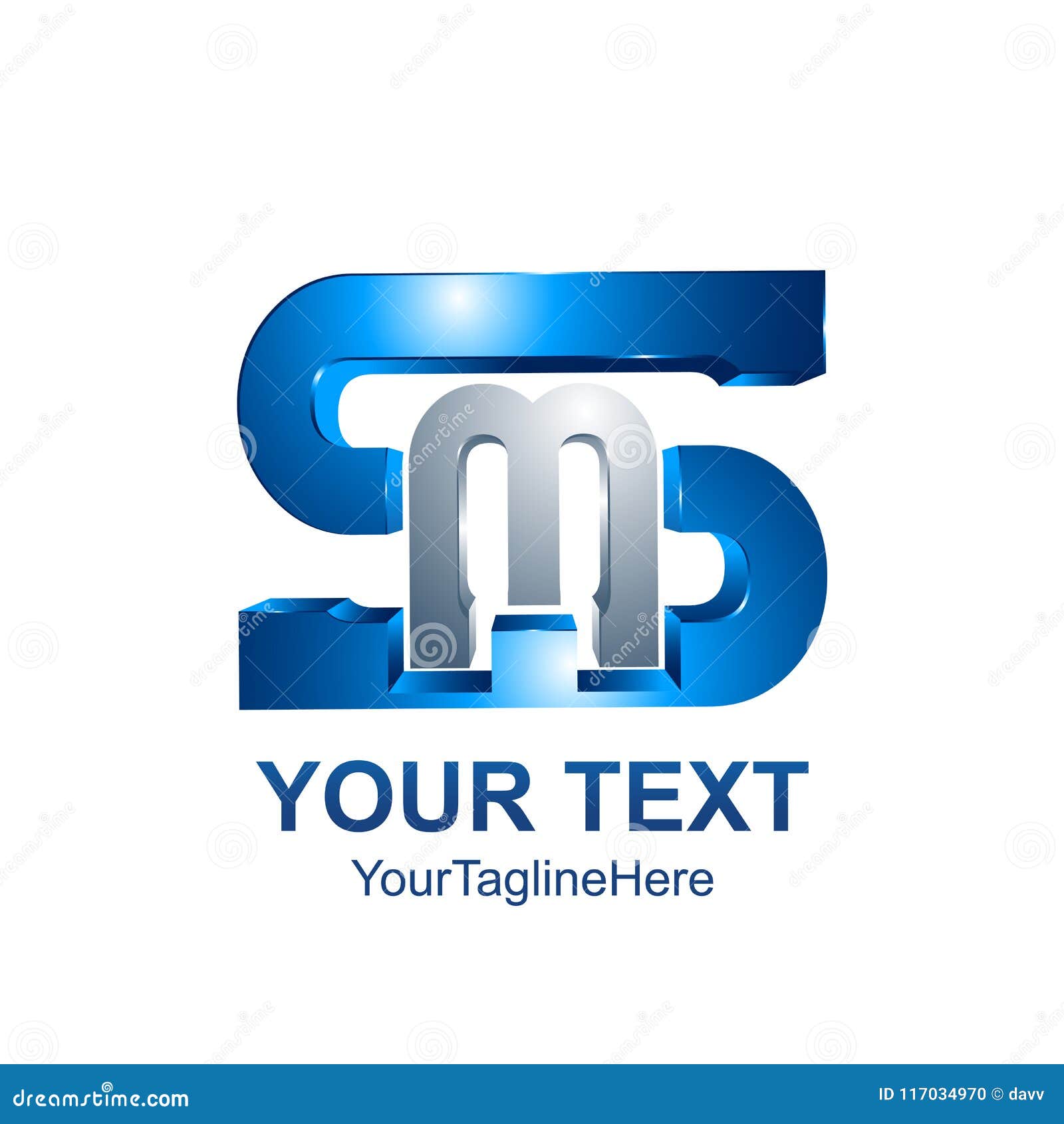 Initial Letter SM Logo Template Colored Silver Blue Design for B Stock ...