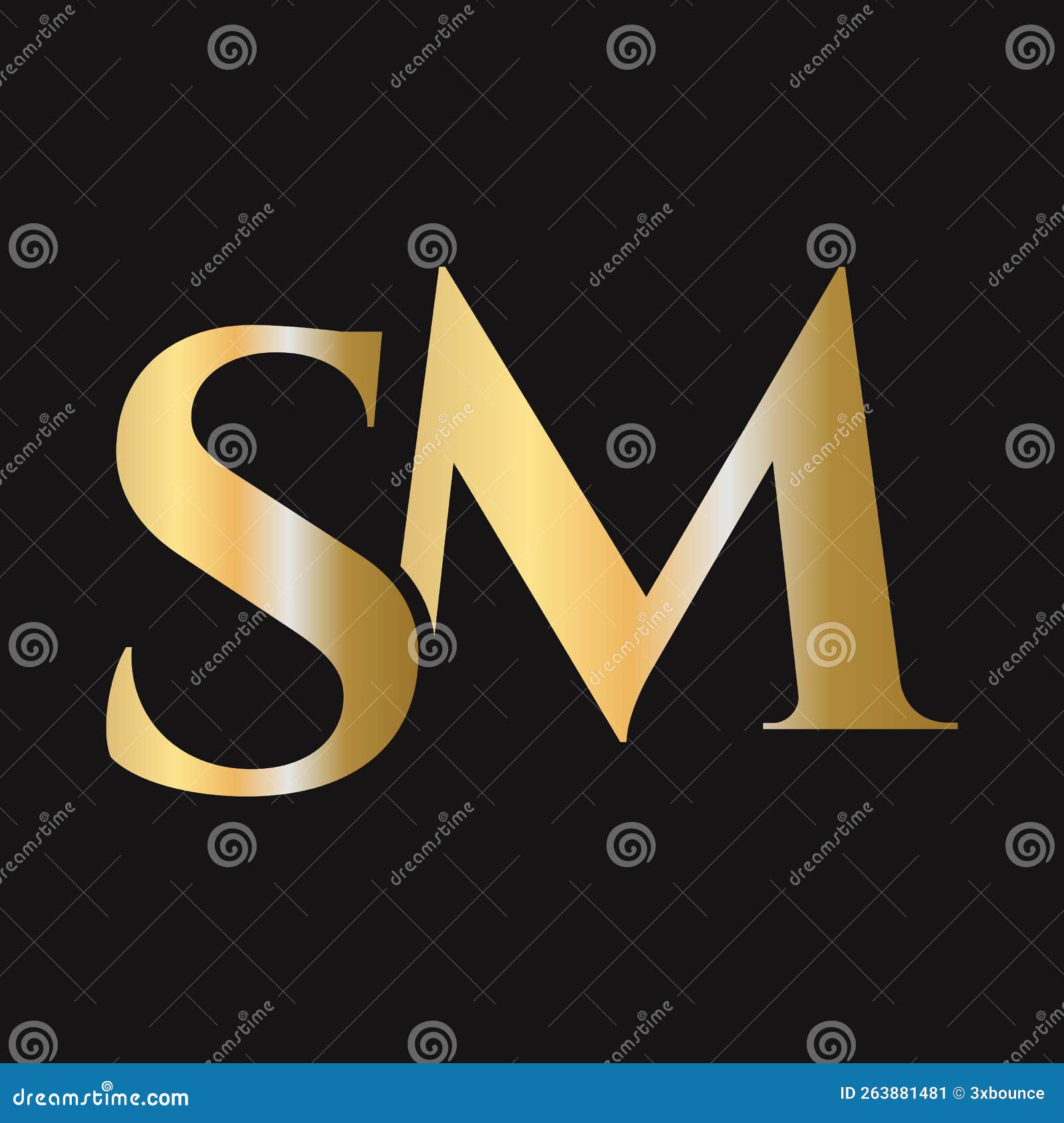 Initial Letter SM, MS Logo Design Vector Template. Monogram SM Logotype ...