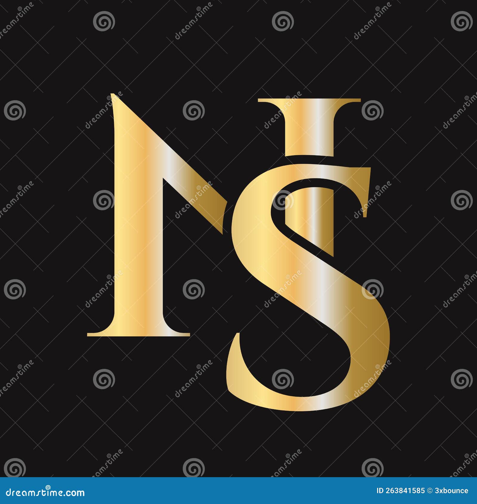 Initial Letter SN, NS Logo Design Vector Template. Monogram SN Logotype ...
