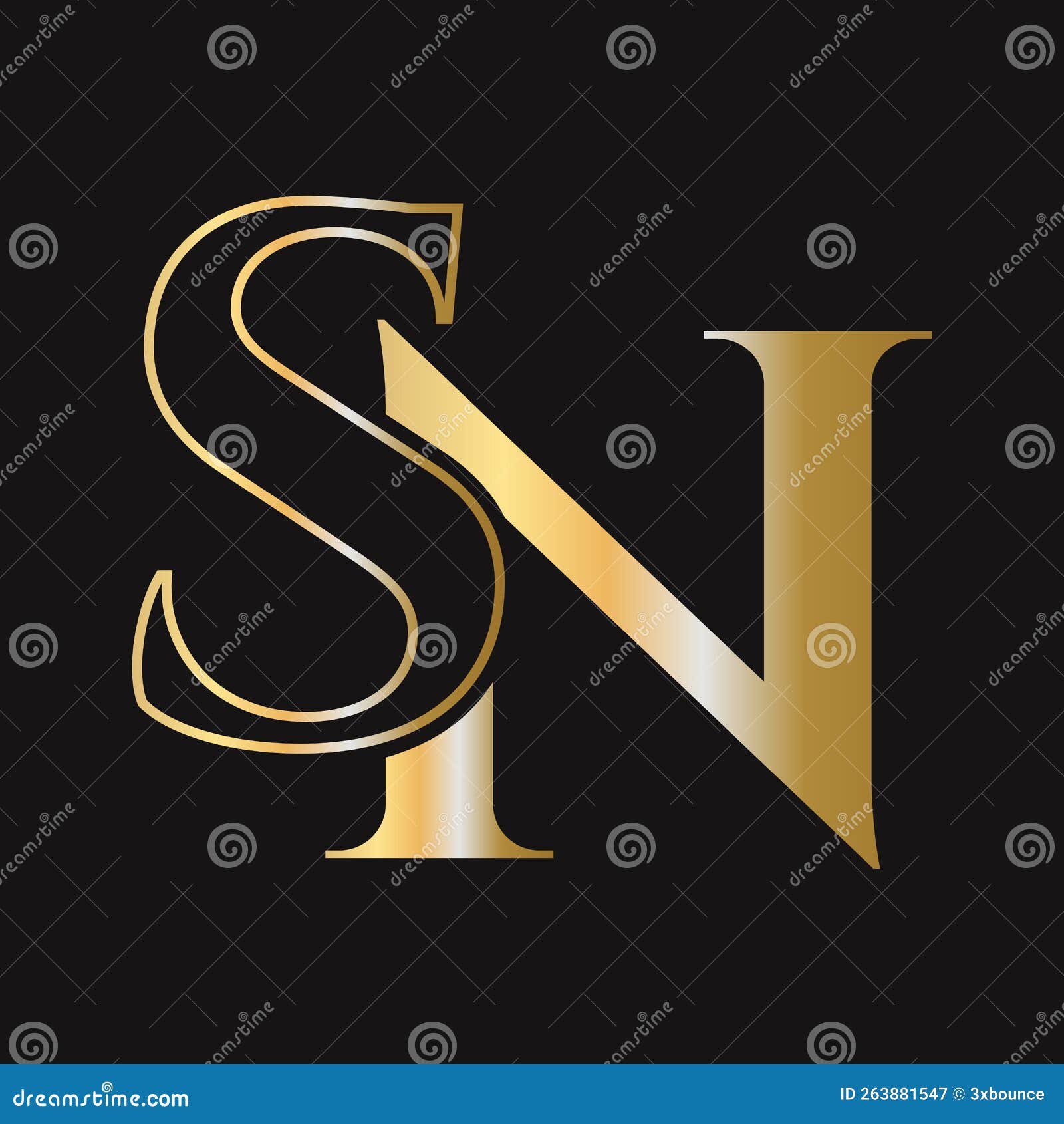 Initial Letter SN, NS Logo Design Vector Template. Monogram SN Logotype ...
