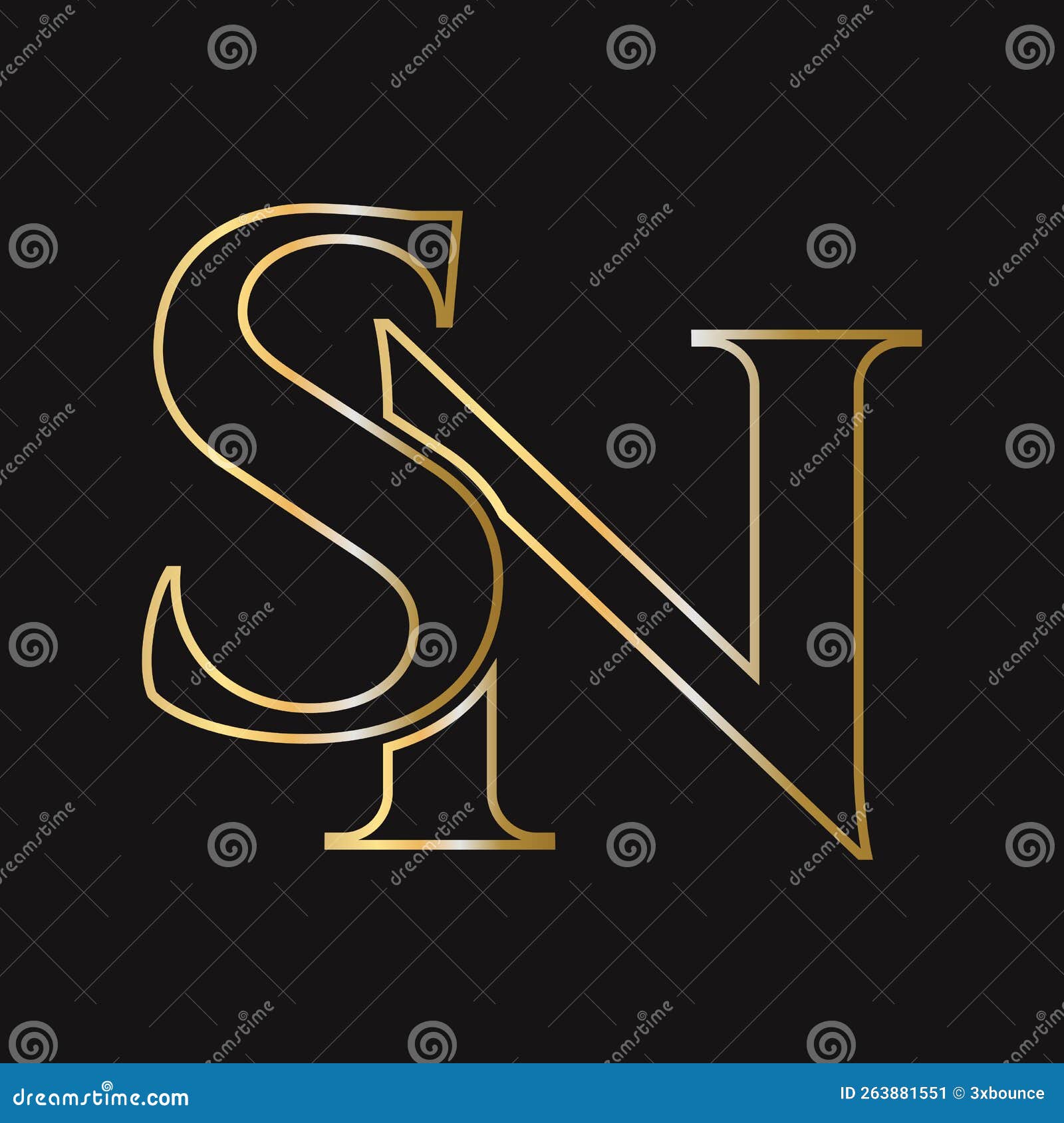 Initial Letter SN, NS Logo Design Vector Template. Monogram SN Logotype ...