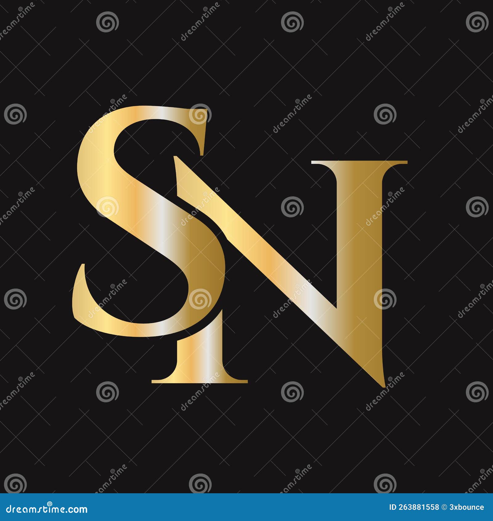 Initial Letter SN, NS Logo Design Vector Template. Monogram SN Logotype ...