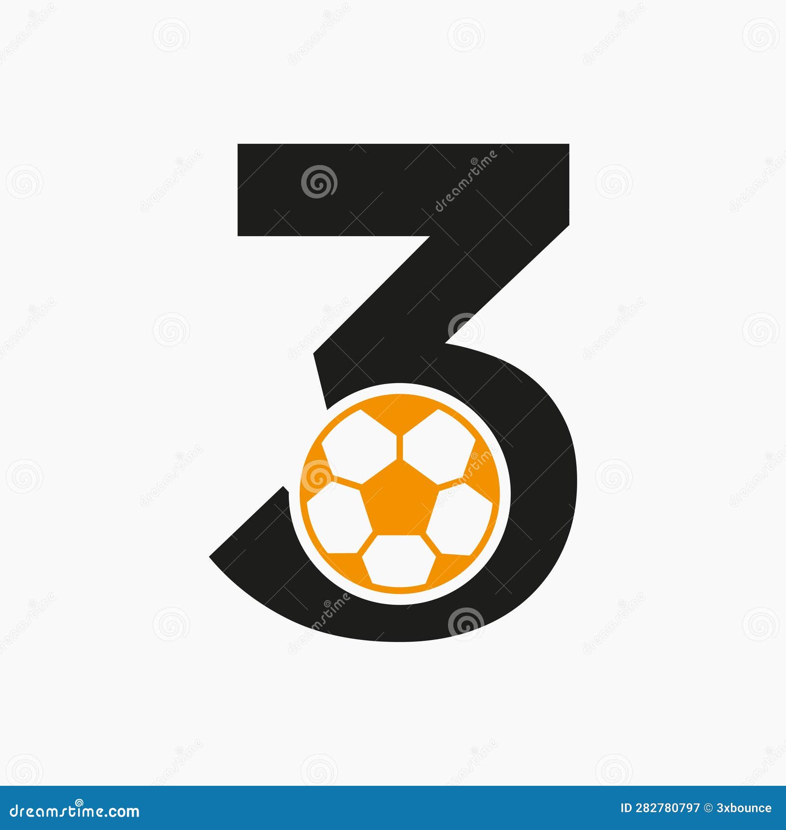 Initial Letter 3 Soccer Logo. Football Logo Design Vector Template ...