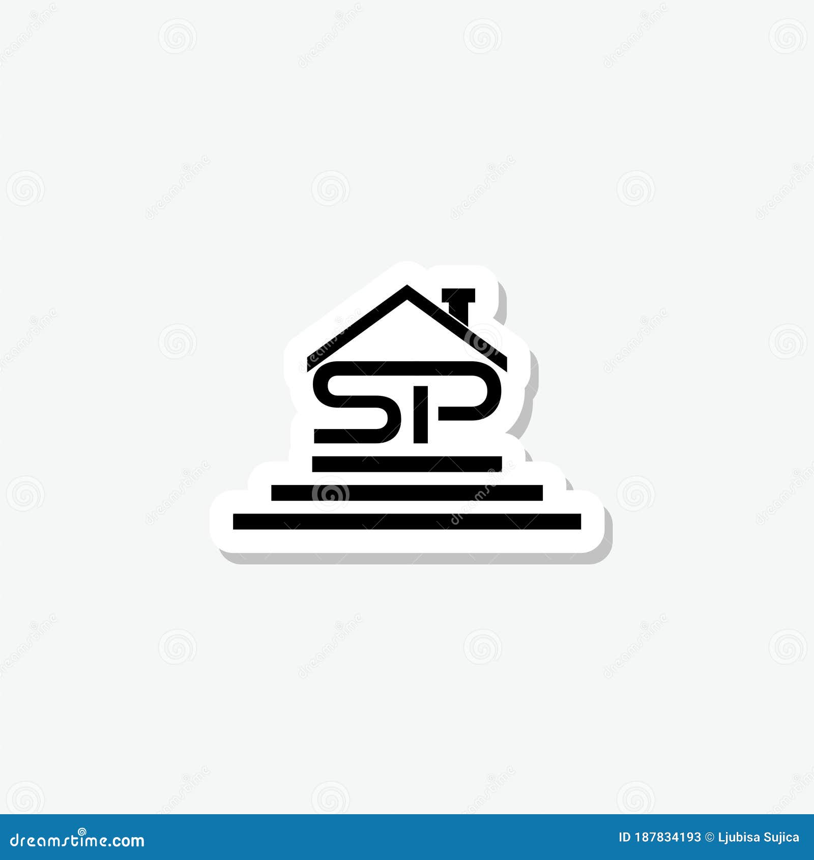 Initial Letter SP Logo Design Sticker Isolated on Grey Background Stock ...