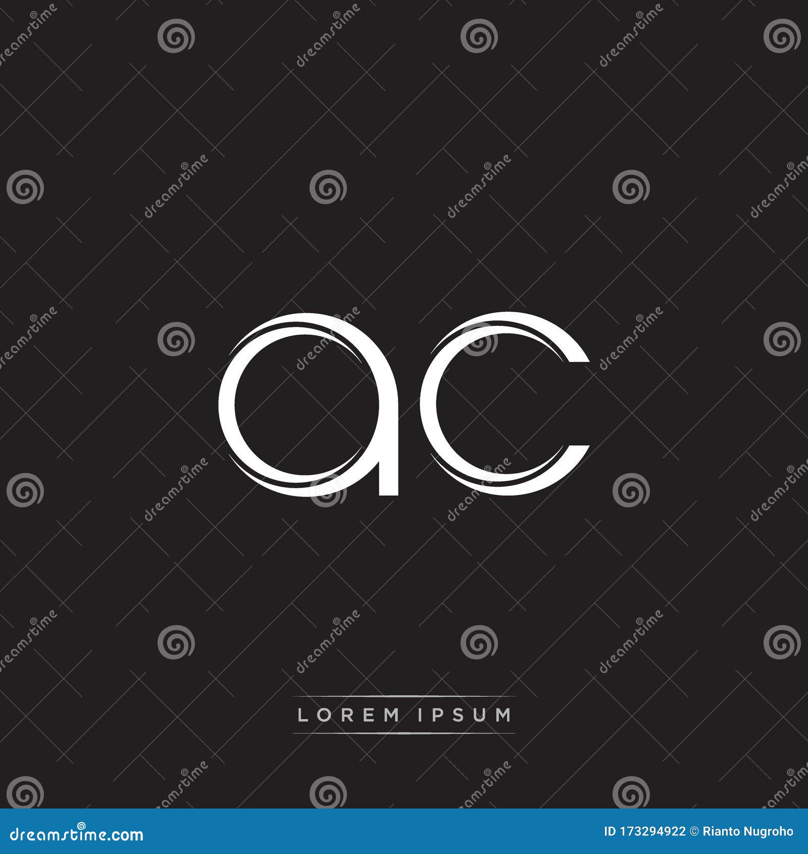 AC Initial Letter Split Lowercase Logo Modern Monogram Template Isolated on Black White Stock ...