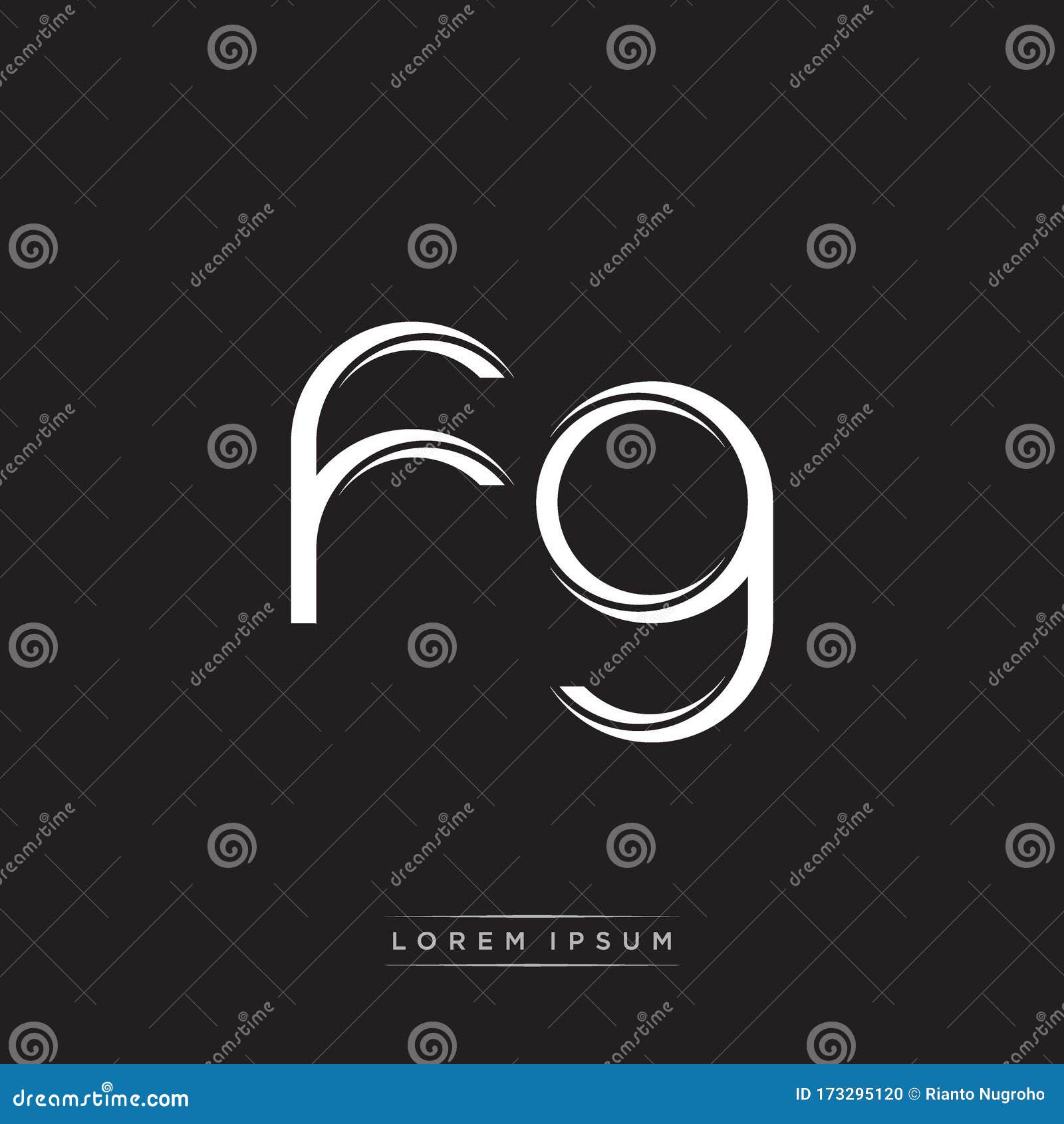 FG Initial Letter Split Lowercase Logo Modern Monogram Template Isolated on Black White Stock ...