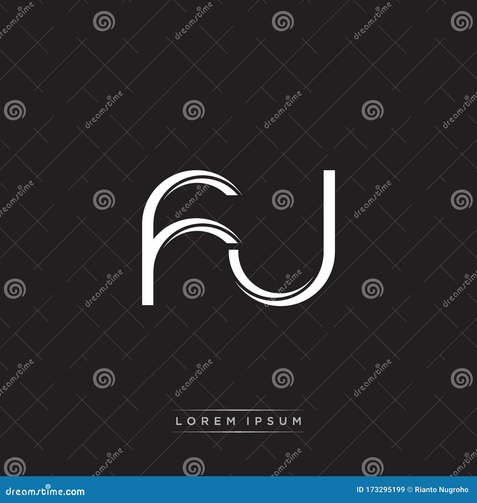 FJ Initial Letter Split Lowercase Logo Modern Monogram Template Isolated on Black White Stock ...