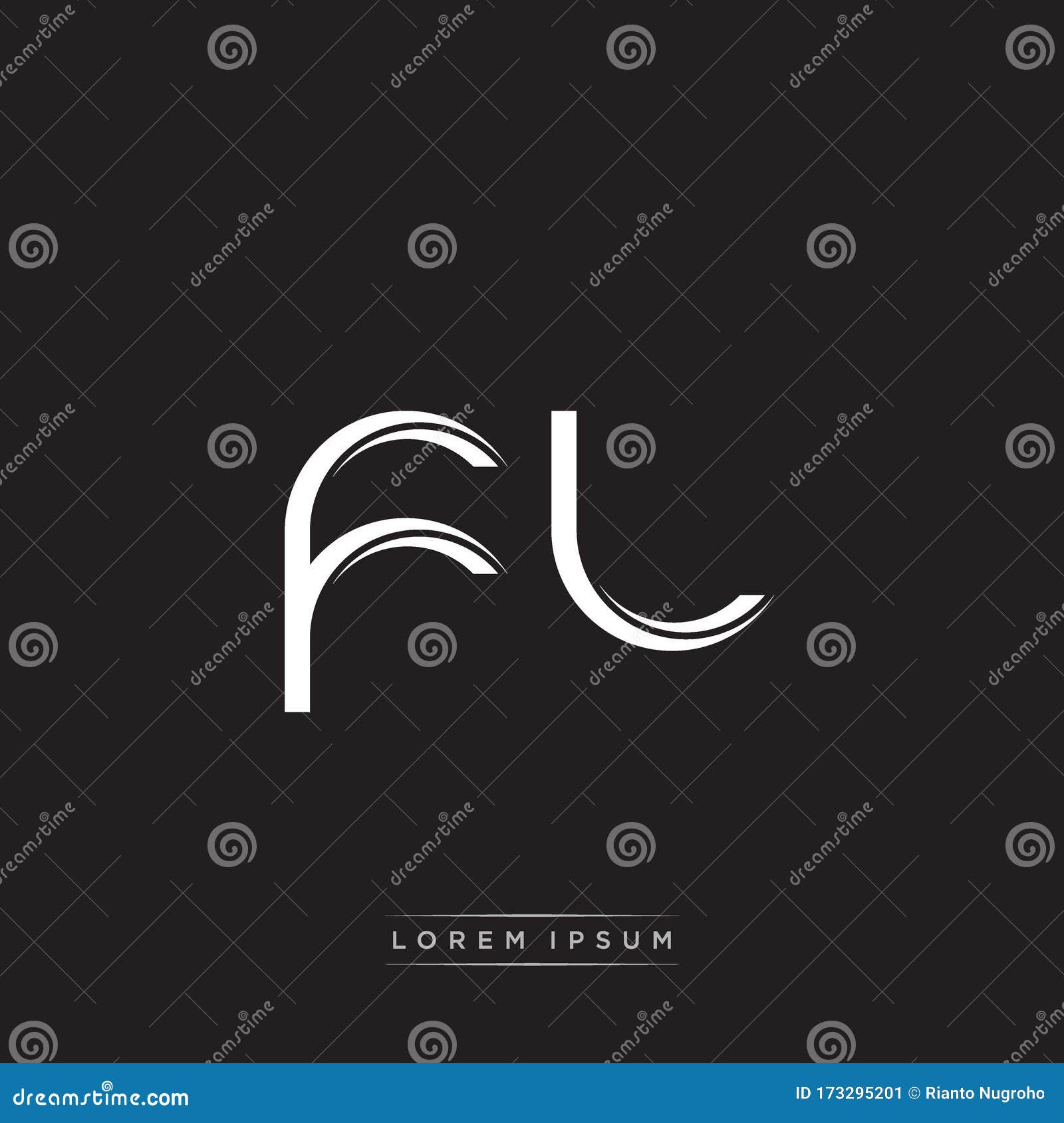 FL Initial Letter Split Lowercase Logo Modern Monogram Template Isolated on Black White Stock ...
