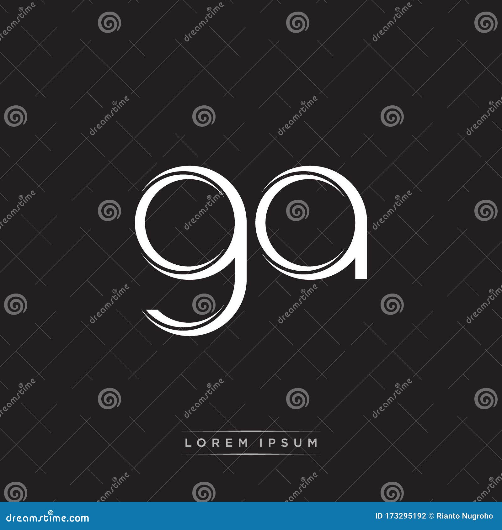 GA Initial Letter Split Lowercase Logo Modern Monogram Template Isolated on Black White Stock ...