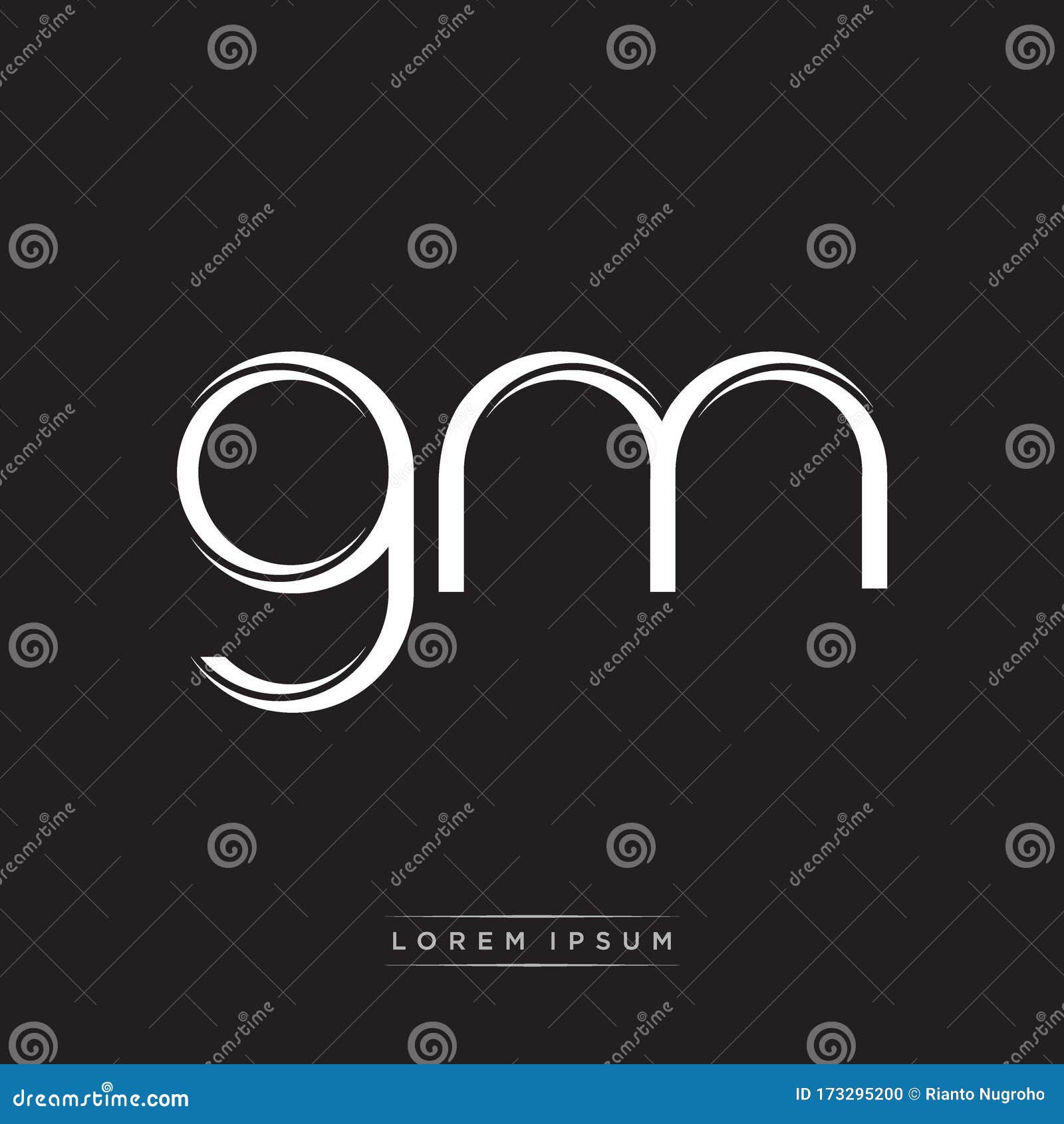 GM Initial Letter Split Lowercase Logo Modern Monogram Template Isolated on Black White Stock ...