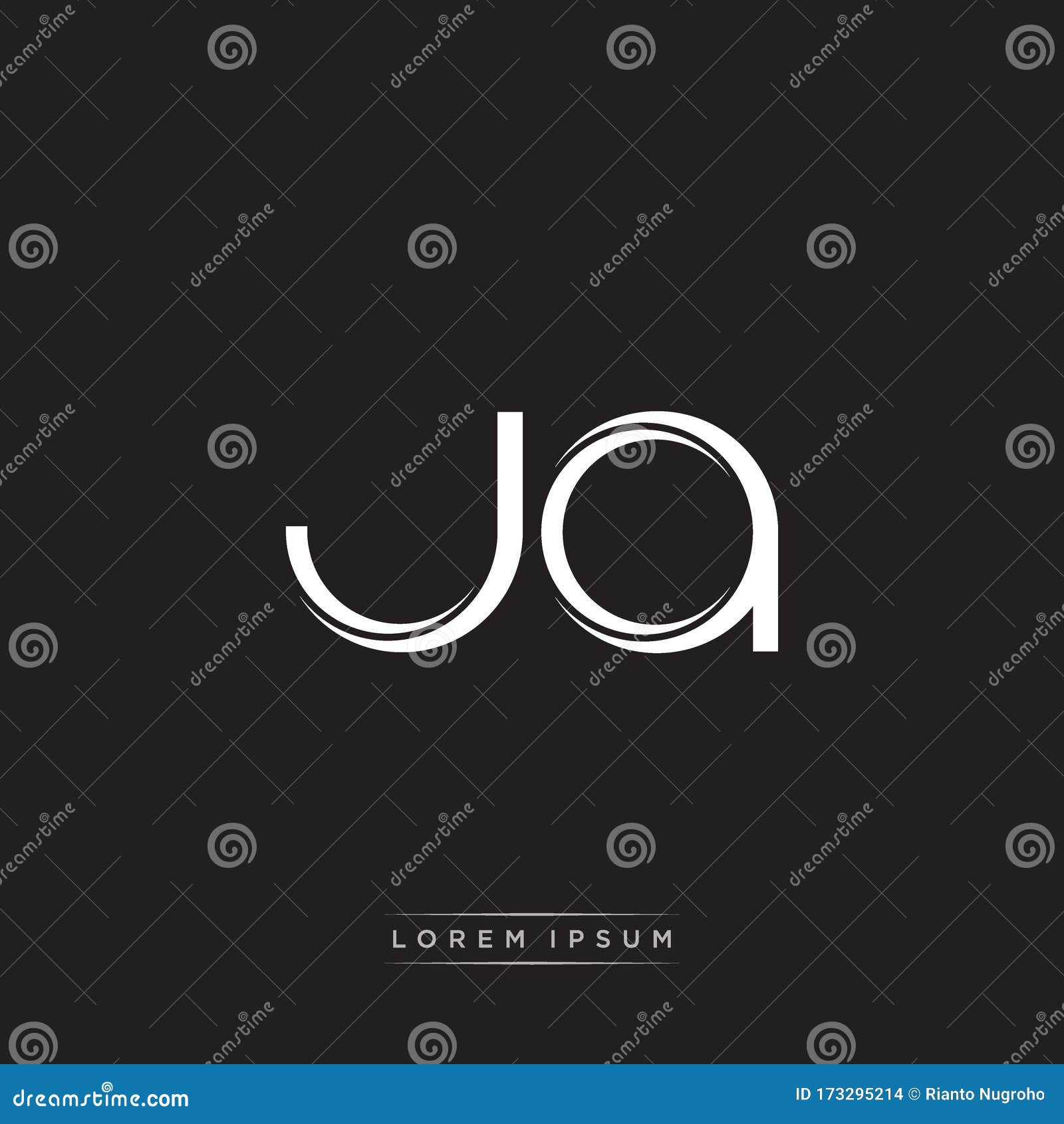 JA Initial Letter Split Lowercase Logo Modern Monogram Template Isolated on Black White Stock ...