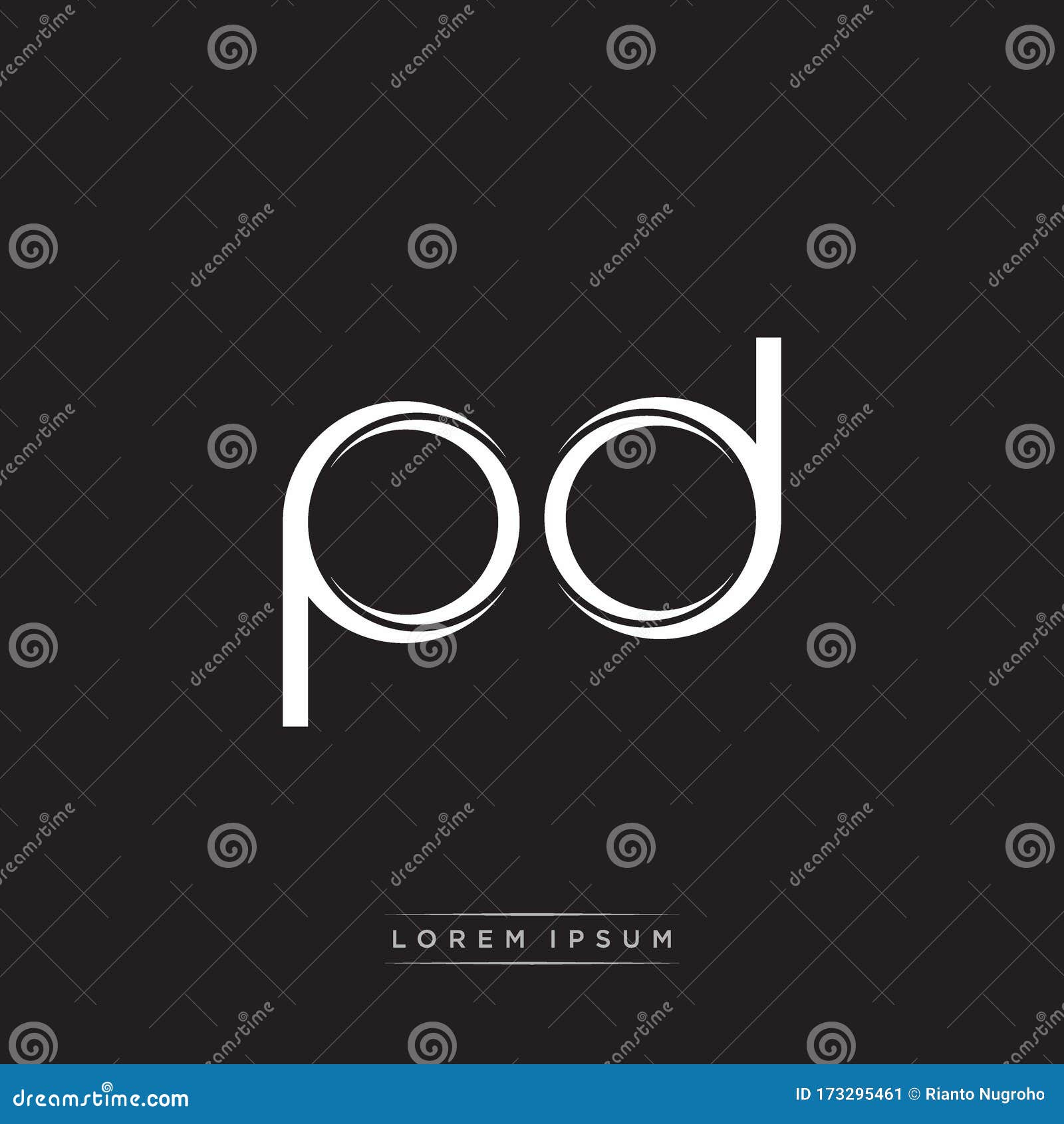 PD Initial Letter Split Lowercase Logo Modern Monogram Template Isolated on Black White Stock ...