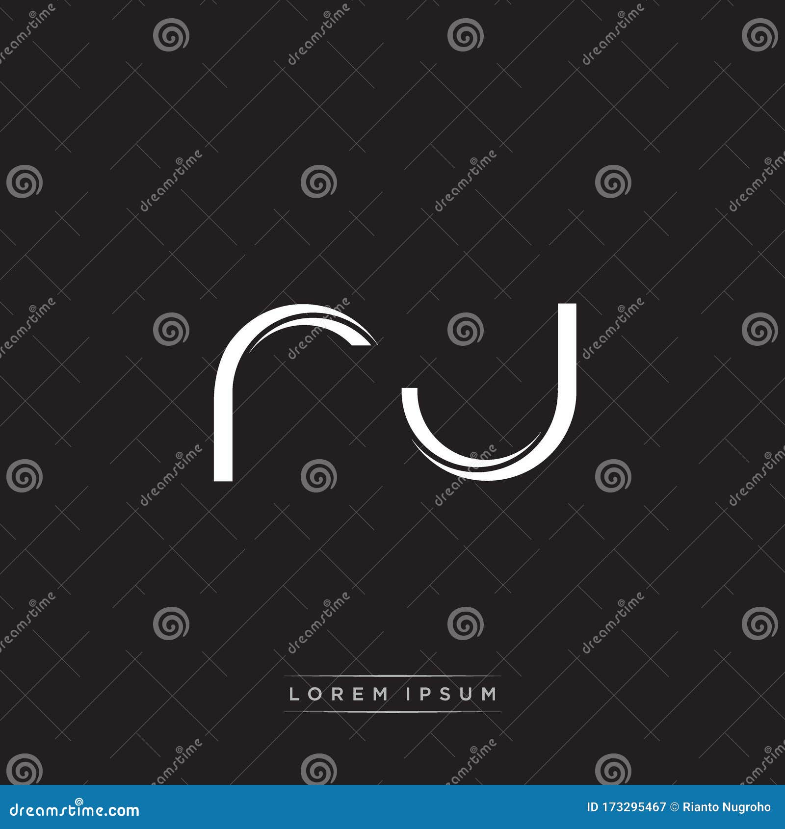 RJ Initial Letter Split Lowercase Logo Modern Monogram Template Isolated on Black White Stock ...