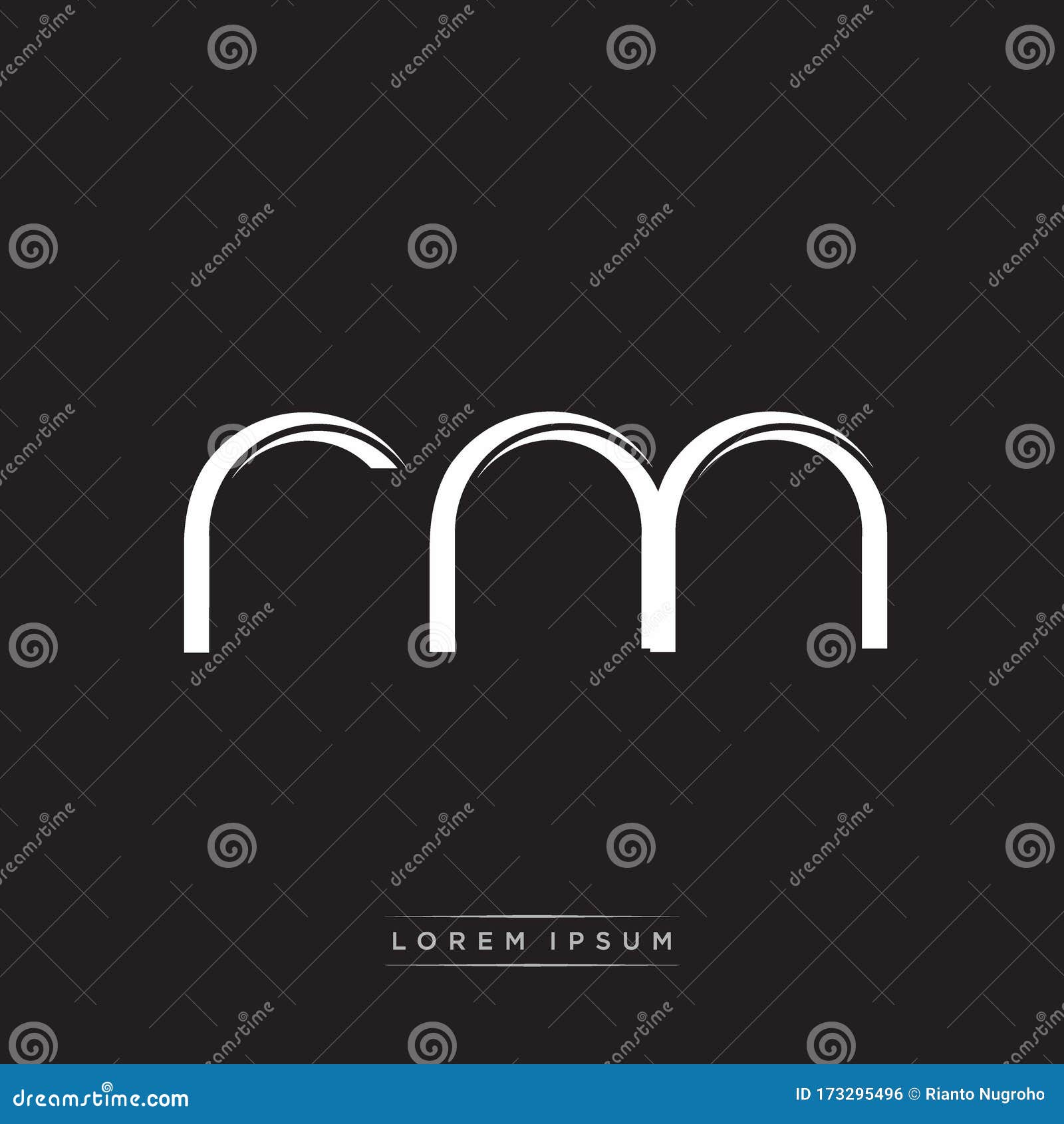 RM Initial Letter Split Lowercase Logo Modern Monogram Template Isolated on Black White Stock ...