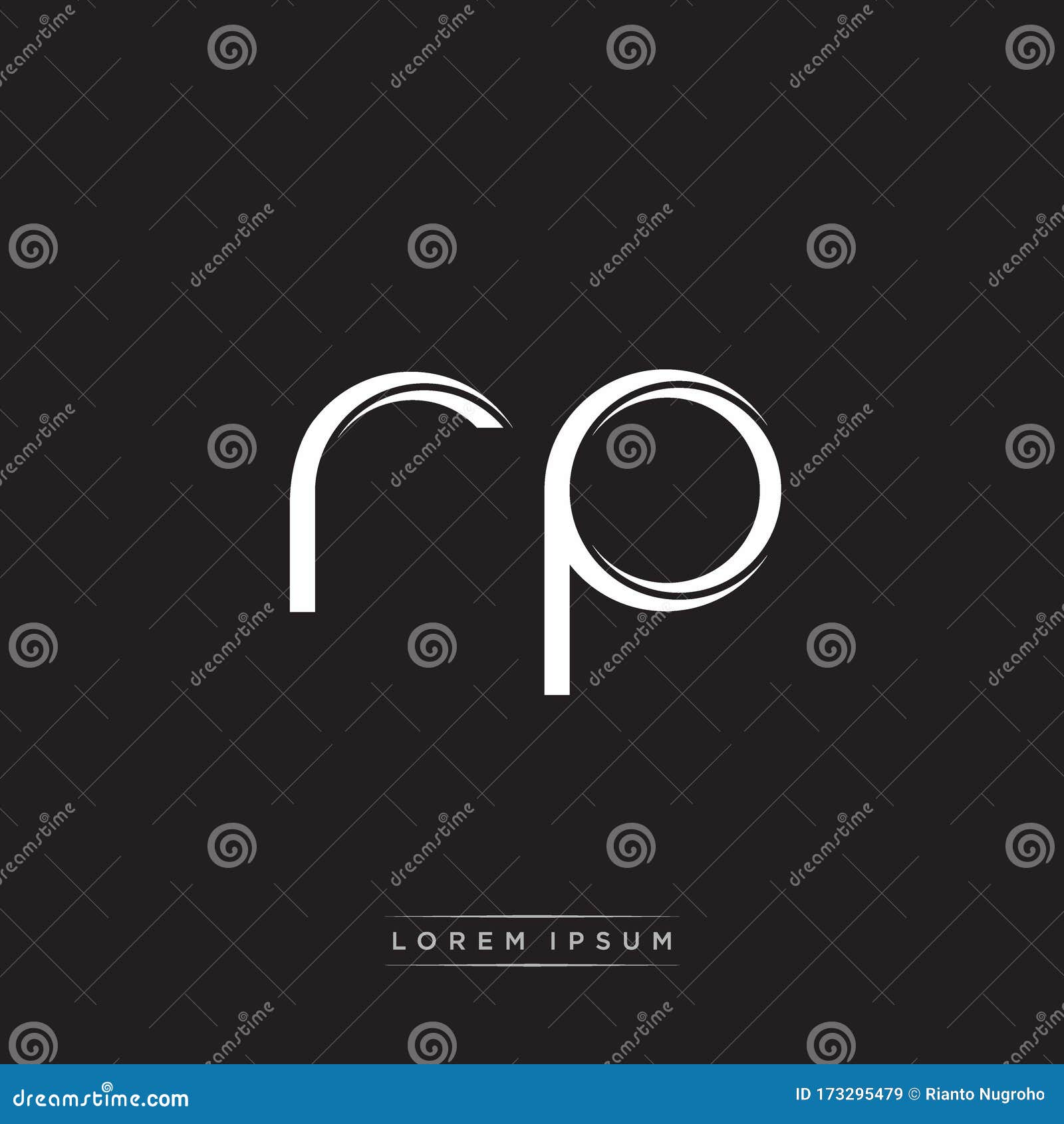RP Initial Letter Split Lowercase Logo Modern Monogram Template Isolated on Black White Stock ...