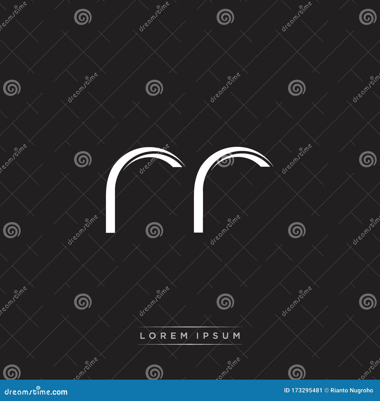 RR Initial Letter Split Lowercase Logo Modern Monogram Template Isolated on Black White Stock ...