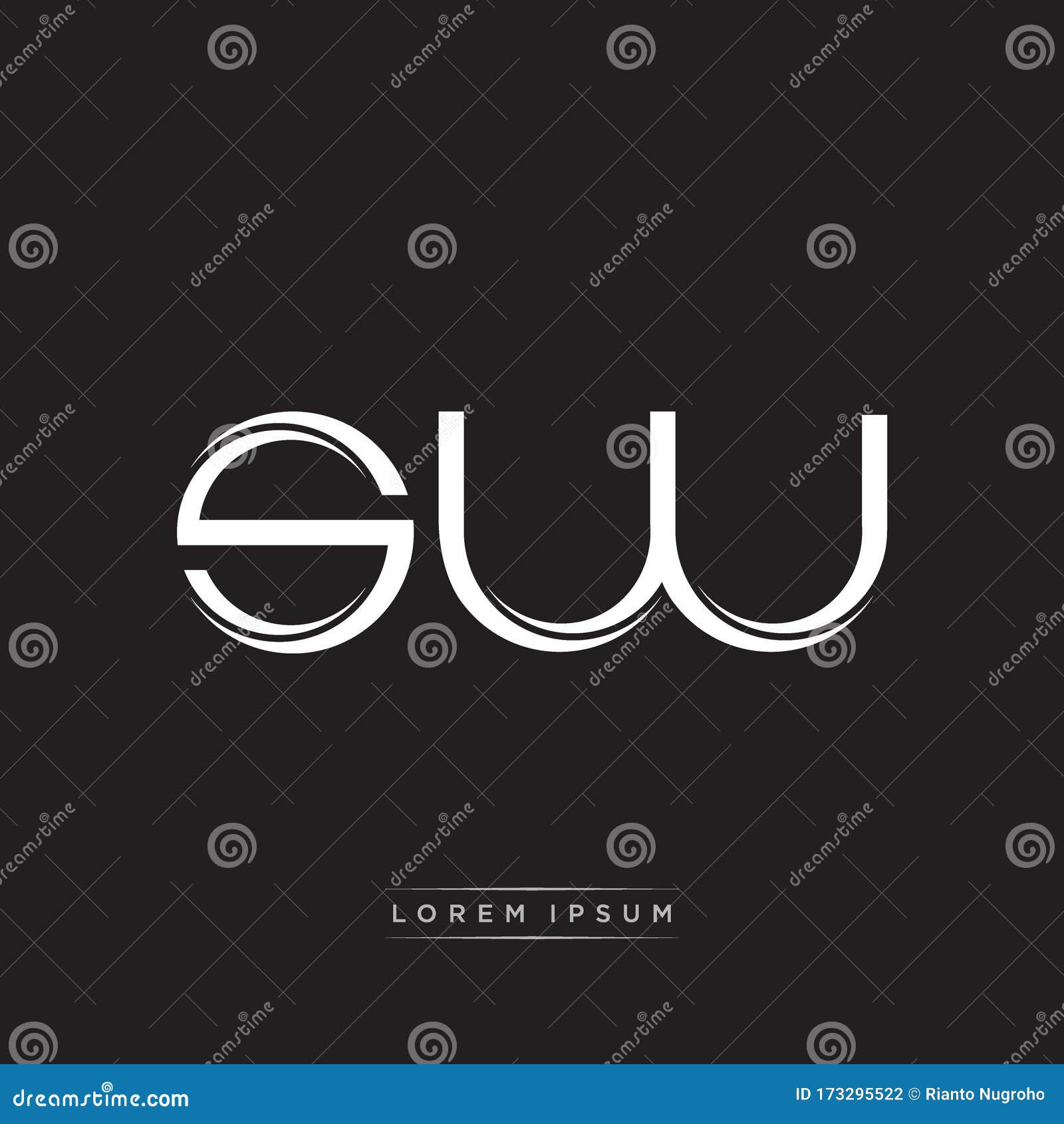 SW Initial Letter Split Lowercase Logo Modern Monogram Template Isolated on Black White Stock ...