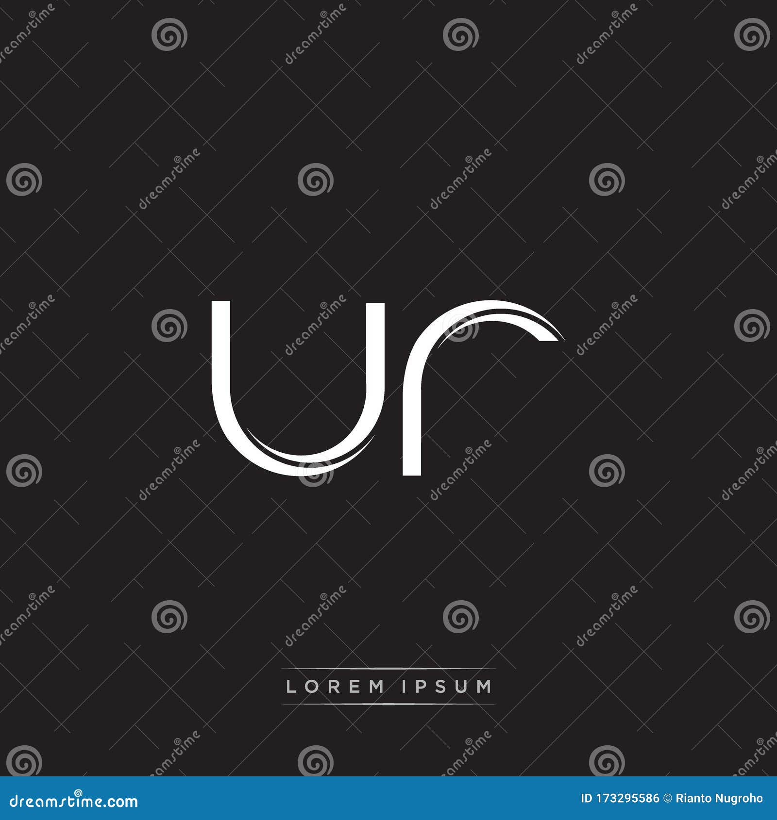 UR Initial Letter Split Lowercase Logo Modern Monogram Template Isolated on Black White Stock ...