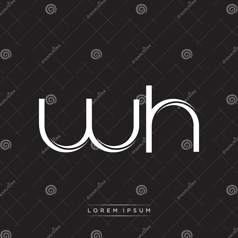 WH Initial Letter Split Lowercase Logo Modern Monogram Template Isolated on Black White Stock ...