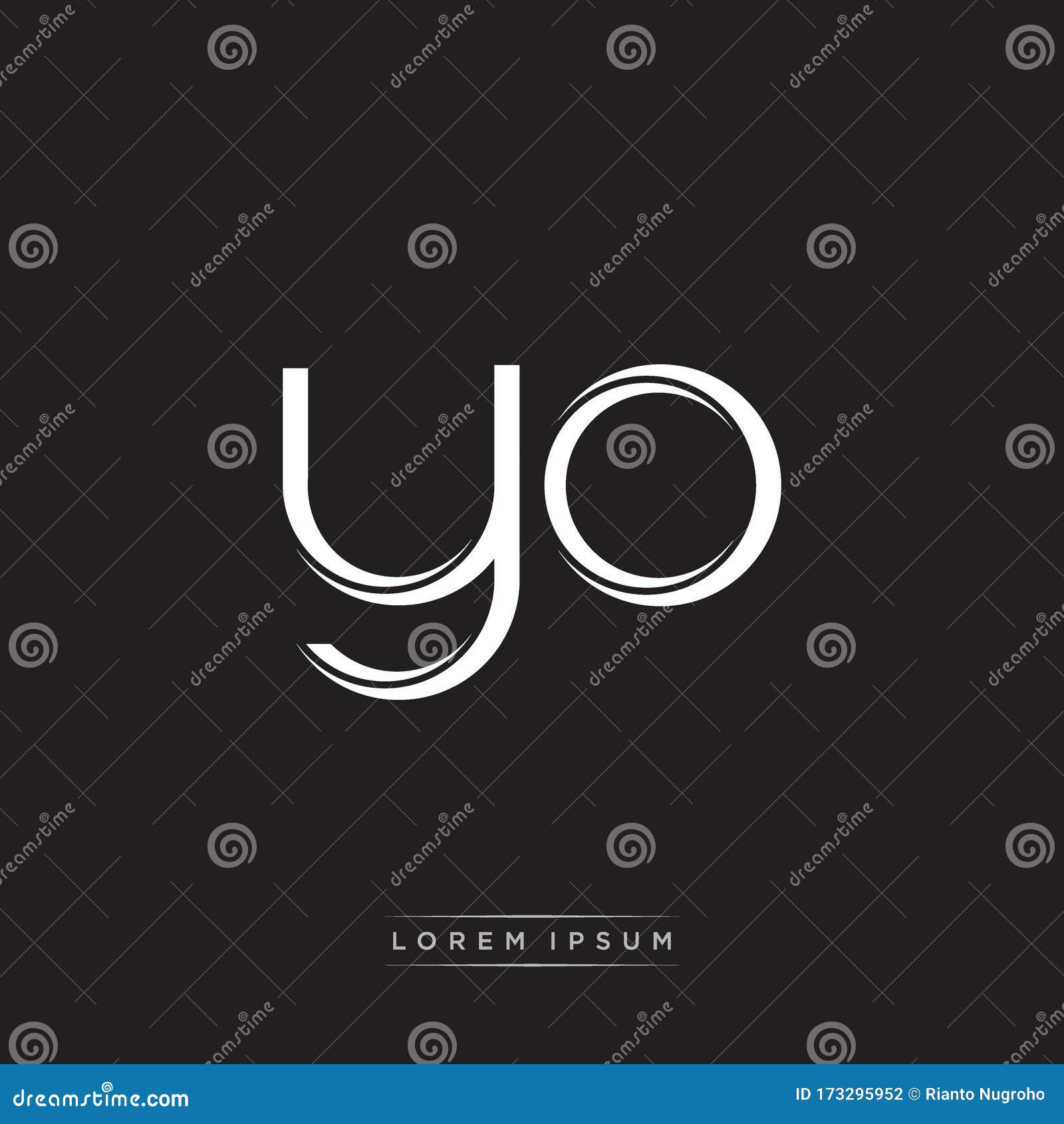 YO Initial Letter Split Lowercase Logo Modern Monogram Template Isolated on Black White Stock ...