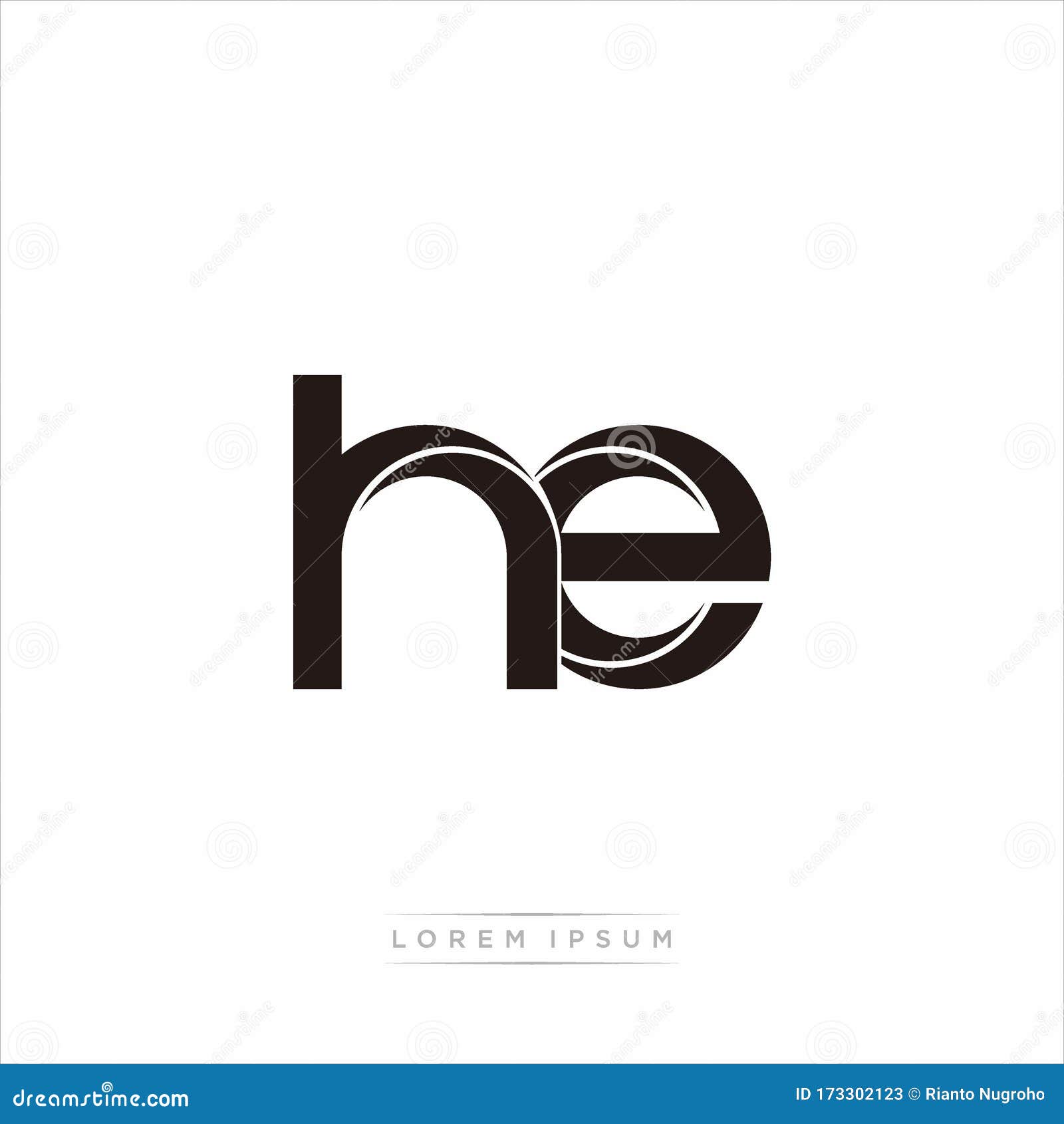 He Initial Letter Split Lowercase Modern Monogram Linked Outline ...
