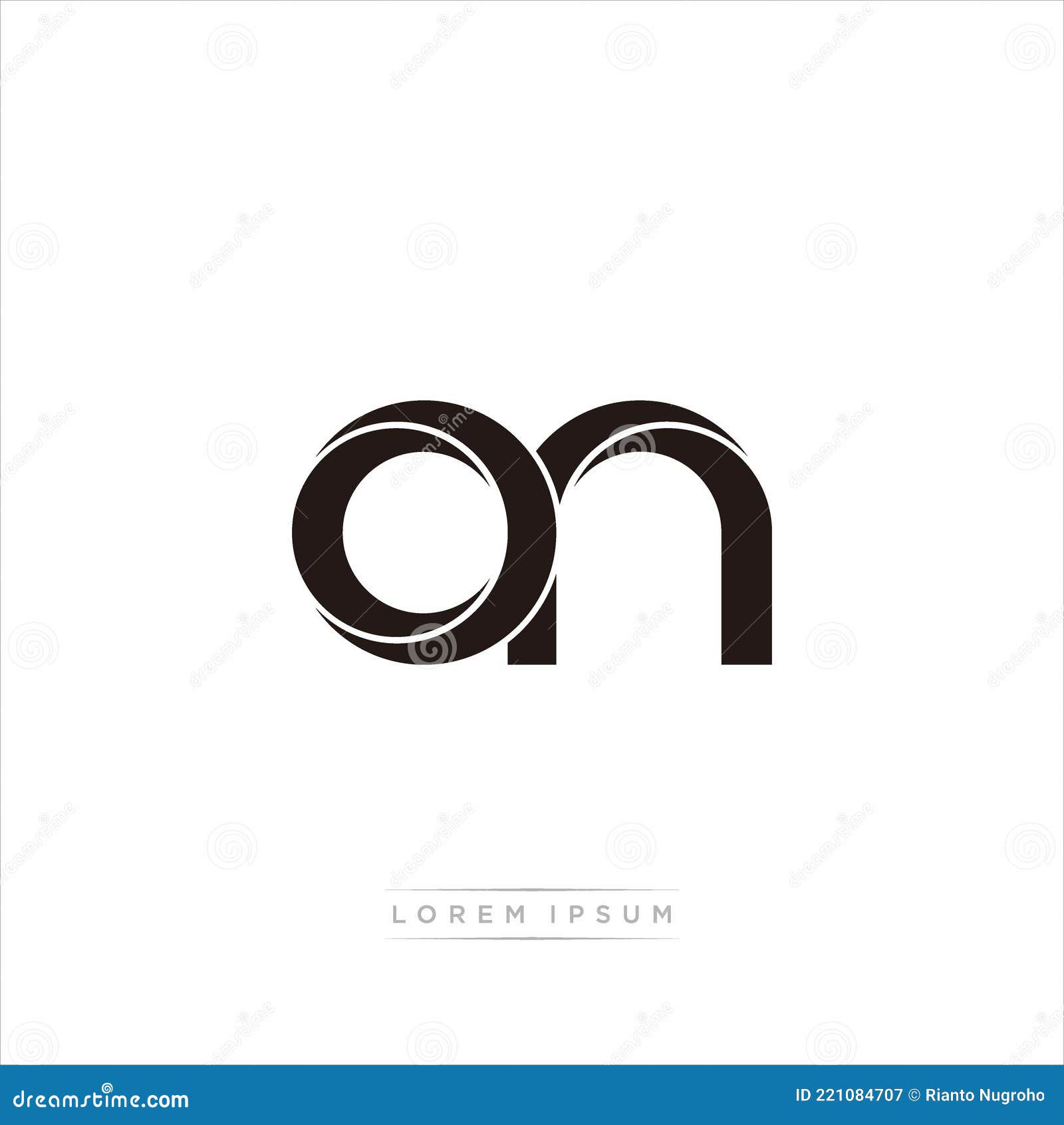 On Initial Letter Split Lowercase Modern Monogram Linked Outline ...