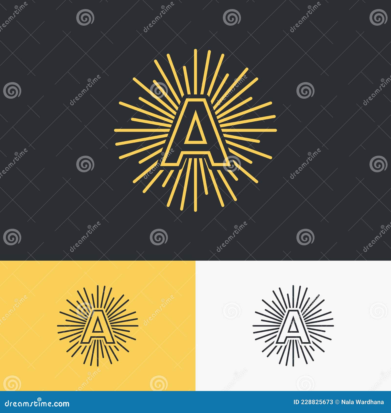 A Initial Letter with Sun Symbol Logo Design. Minimal Vector Graphic ...
