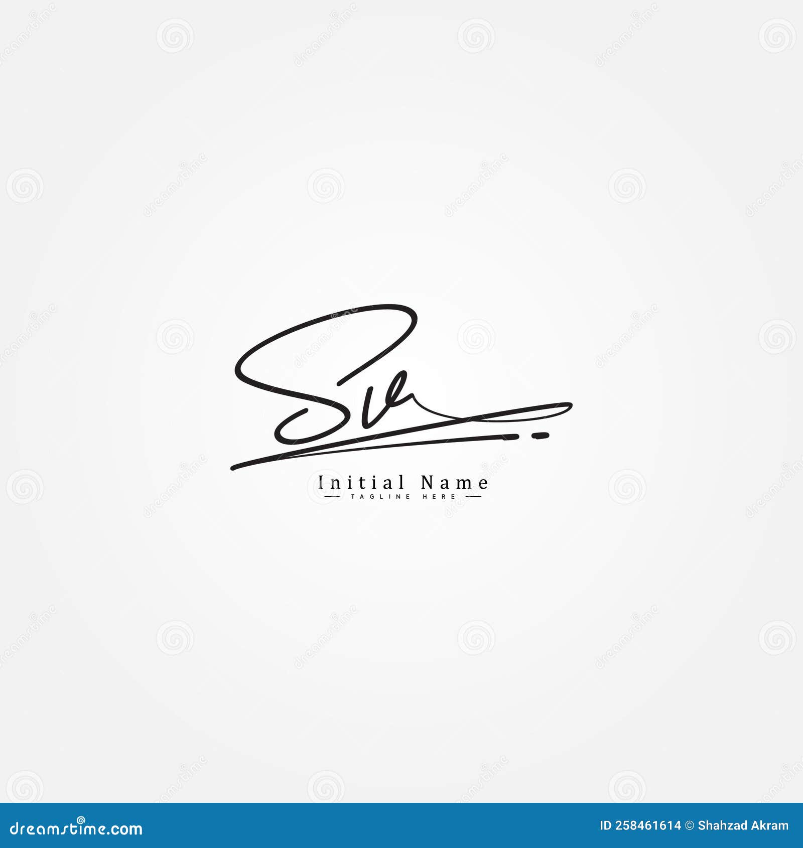 Initial Letter SV Logo - Handwritten Signature Style Logo Stock Vector ...