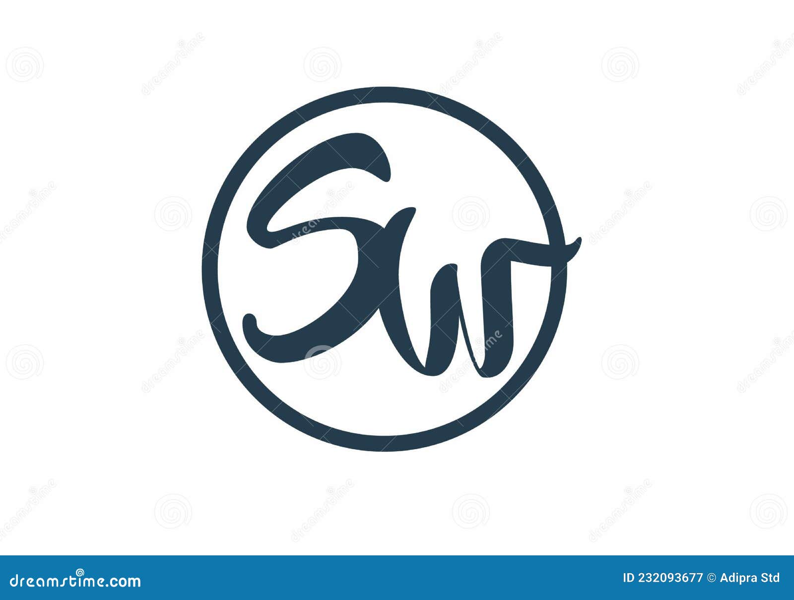 Initial Letter SW in Circle Shape Stock Vector - Illustration of logo ...