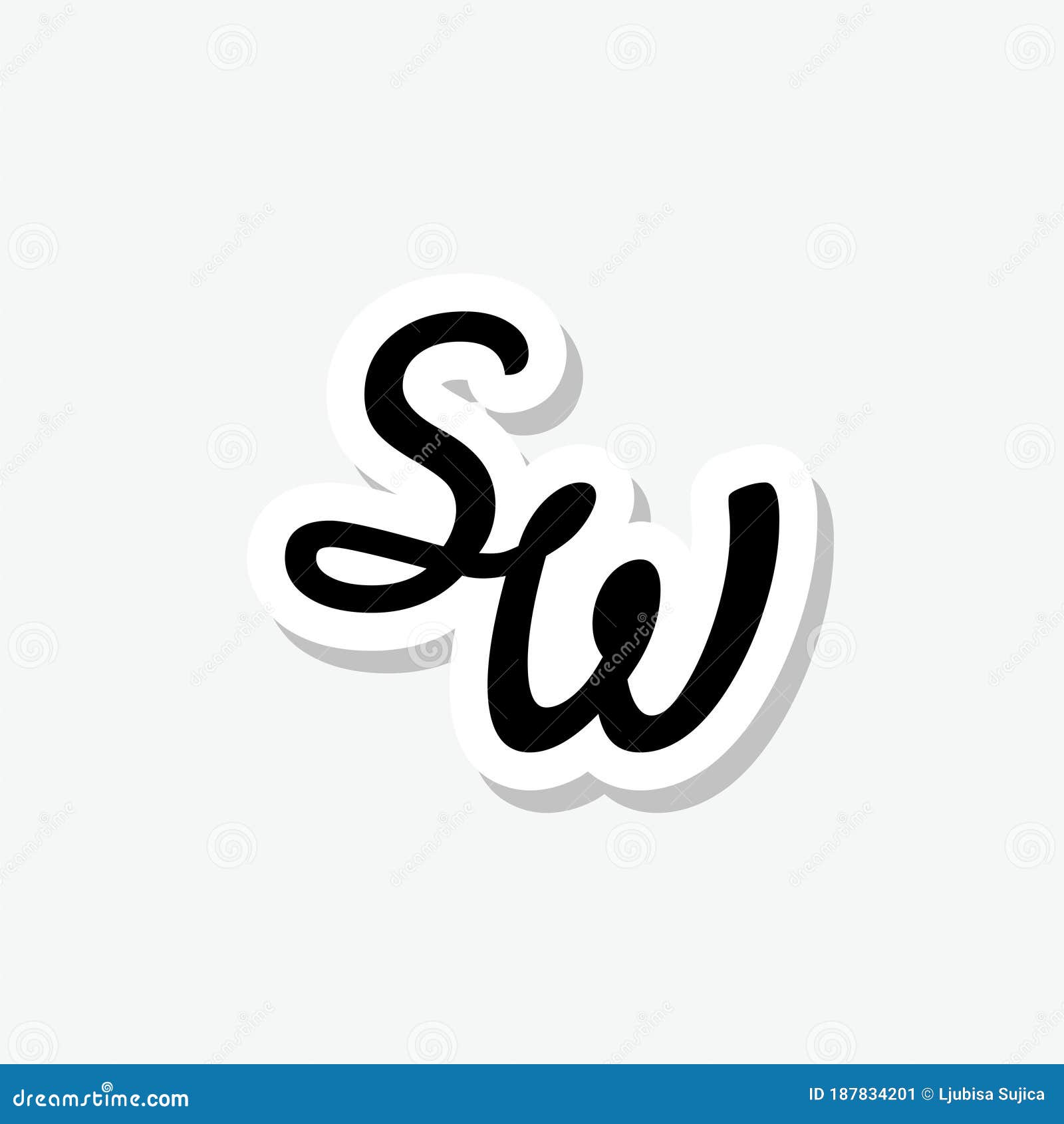 Initial Letter SW Logo Design Sticker Isolated on Gray Background Stock ...