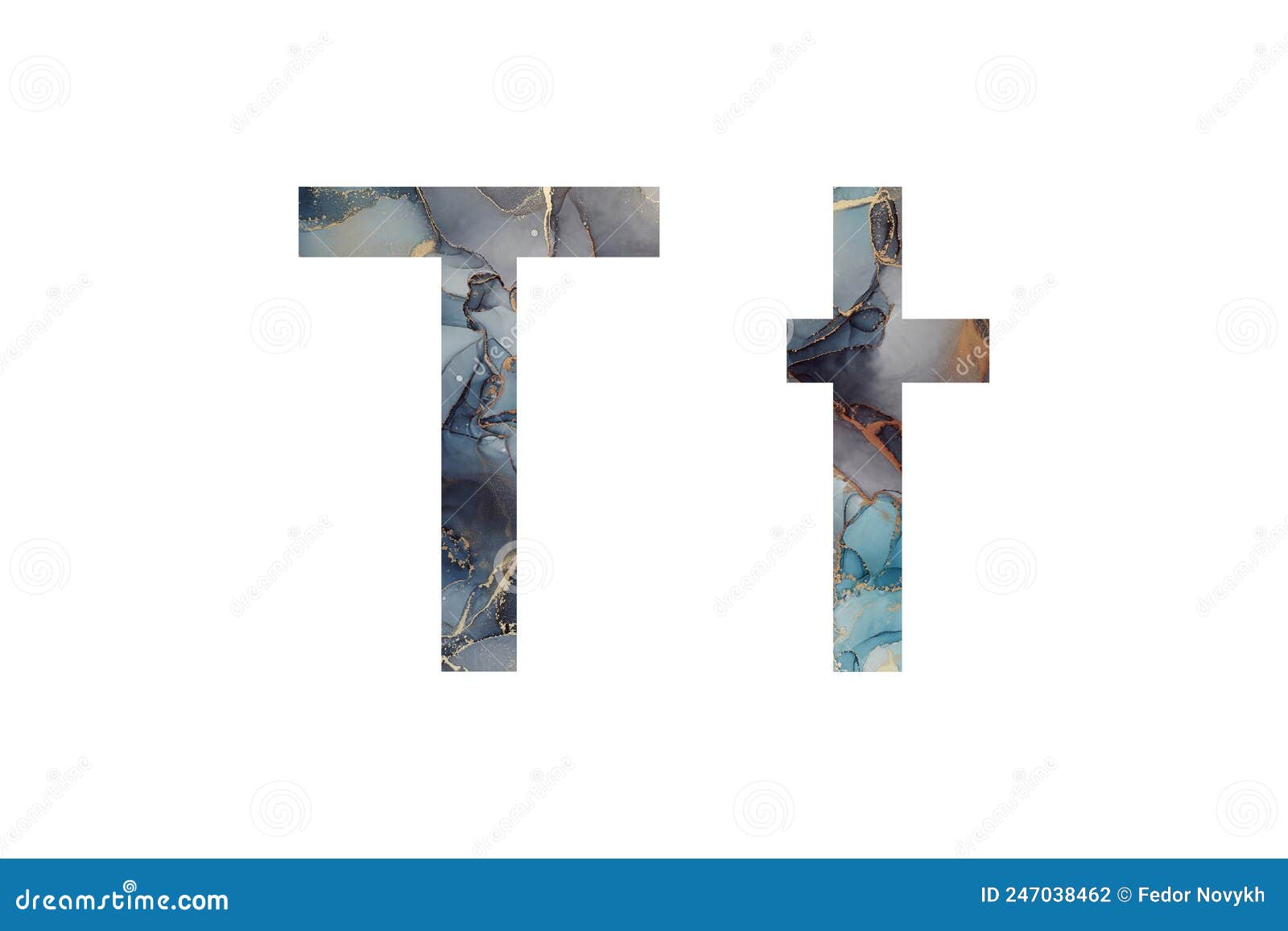 Initial Letter T with Abstract Hand-painted Alcohol Ink Texture Stock ...
