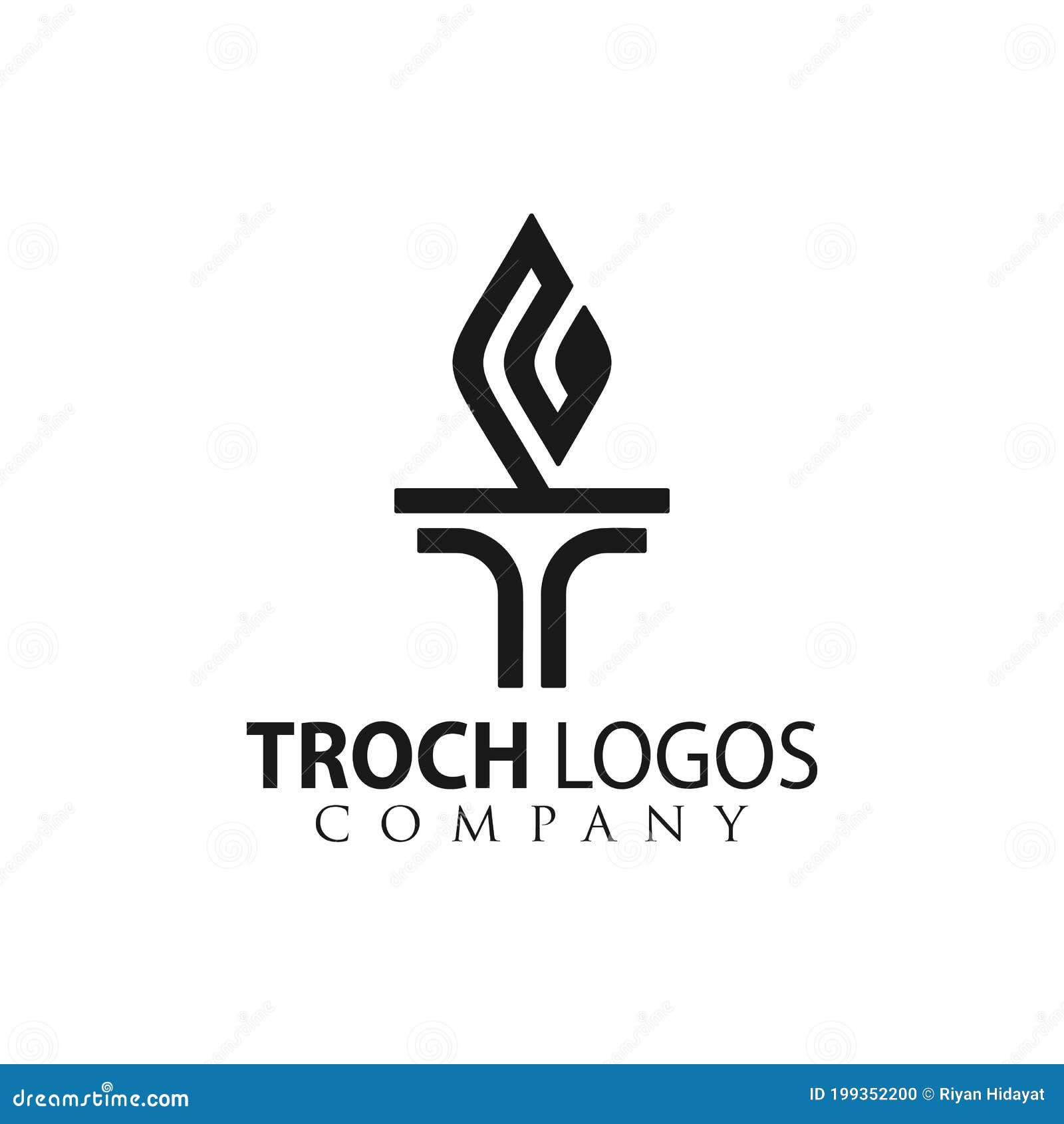 Initial Letter T Burning Torch Fire Flame with Pillar Column Logo ...