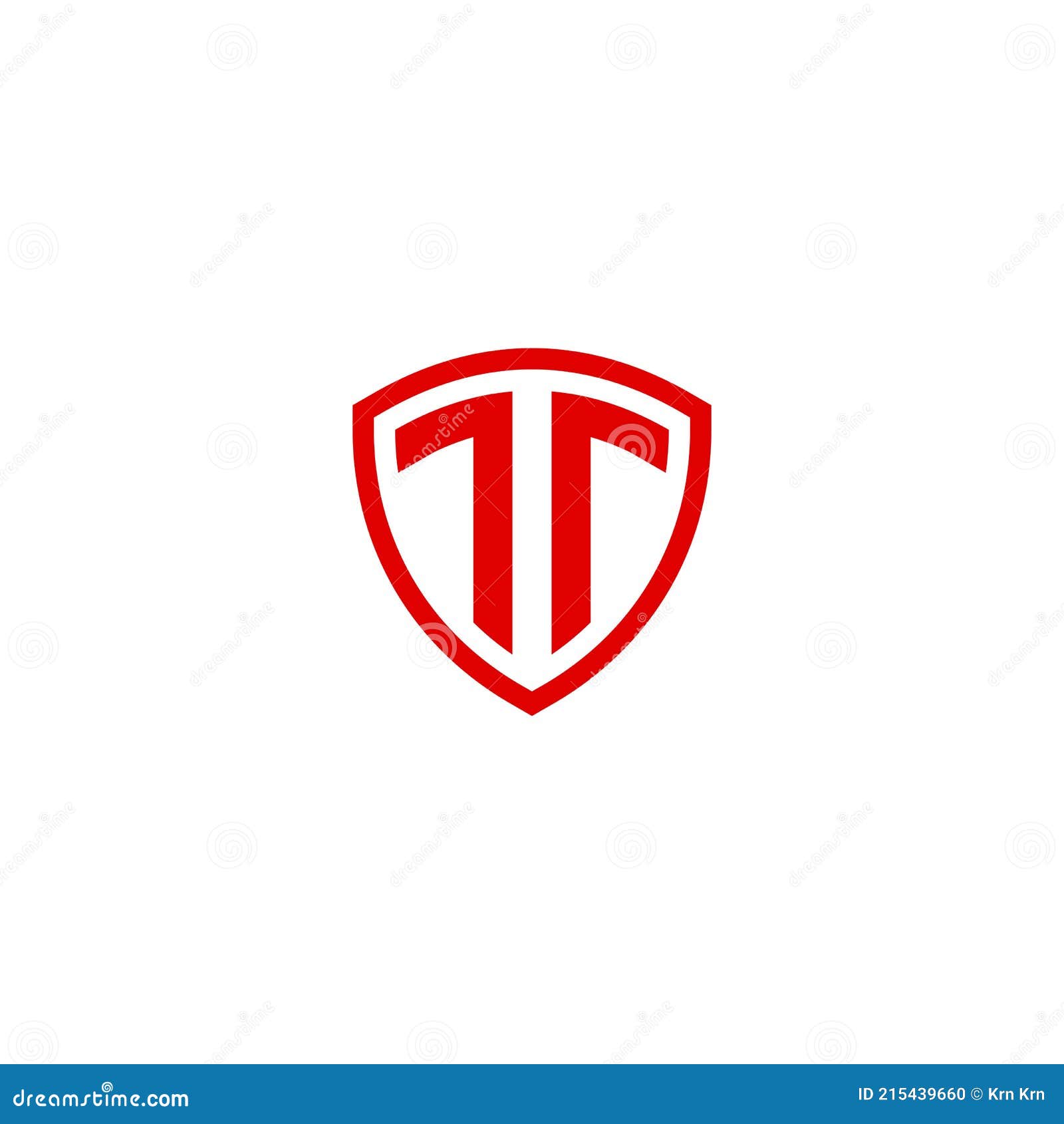 Initial Letter T with Shield Frame Line Element Stock Illustration ...