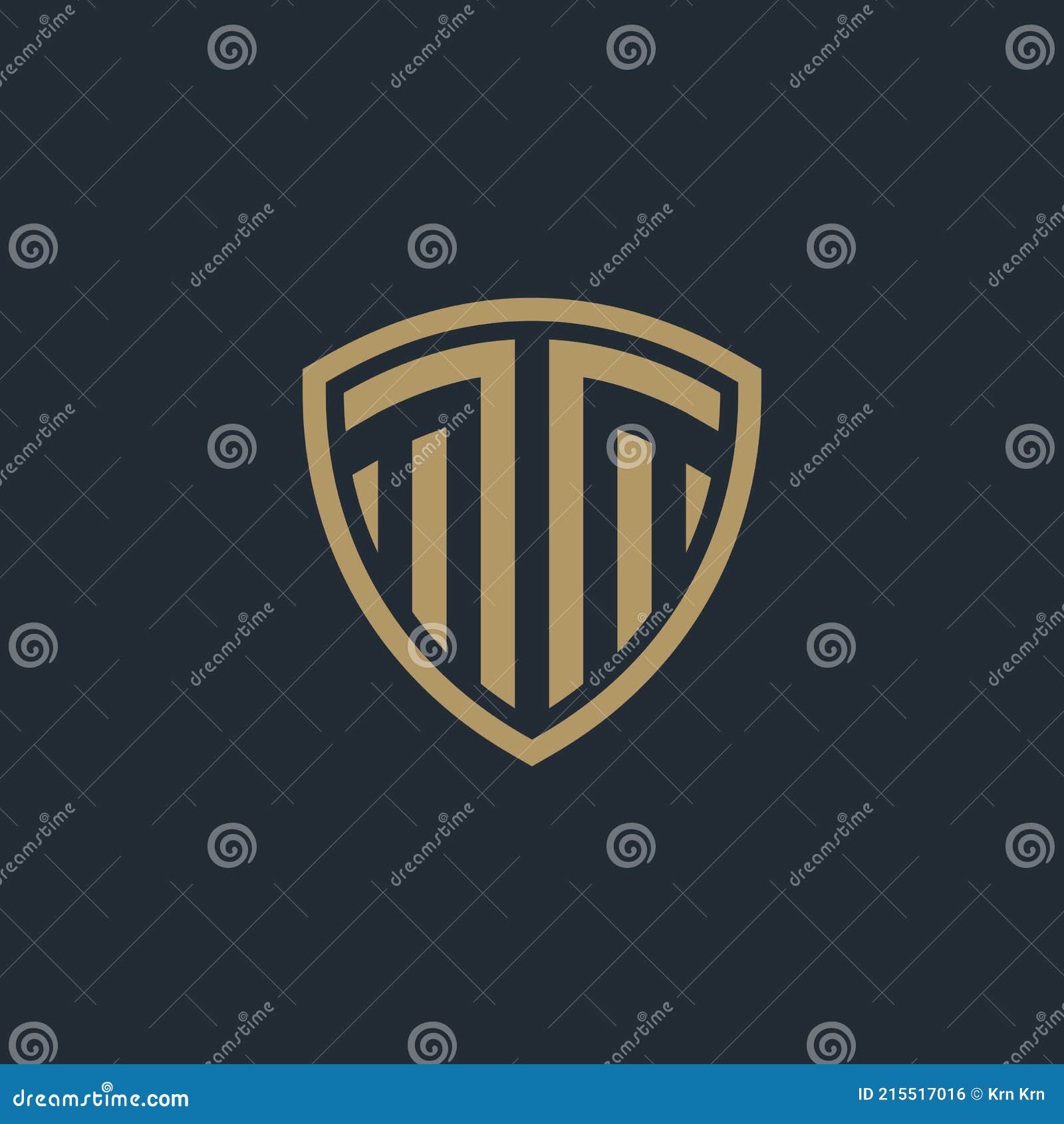 Initial Letter T with Shield Frame Line Element Stock Illustration ...