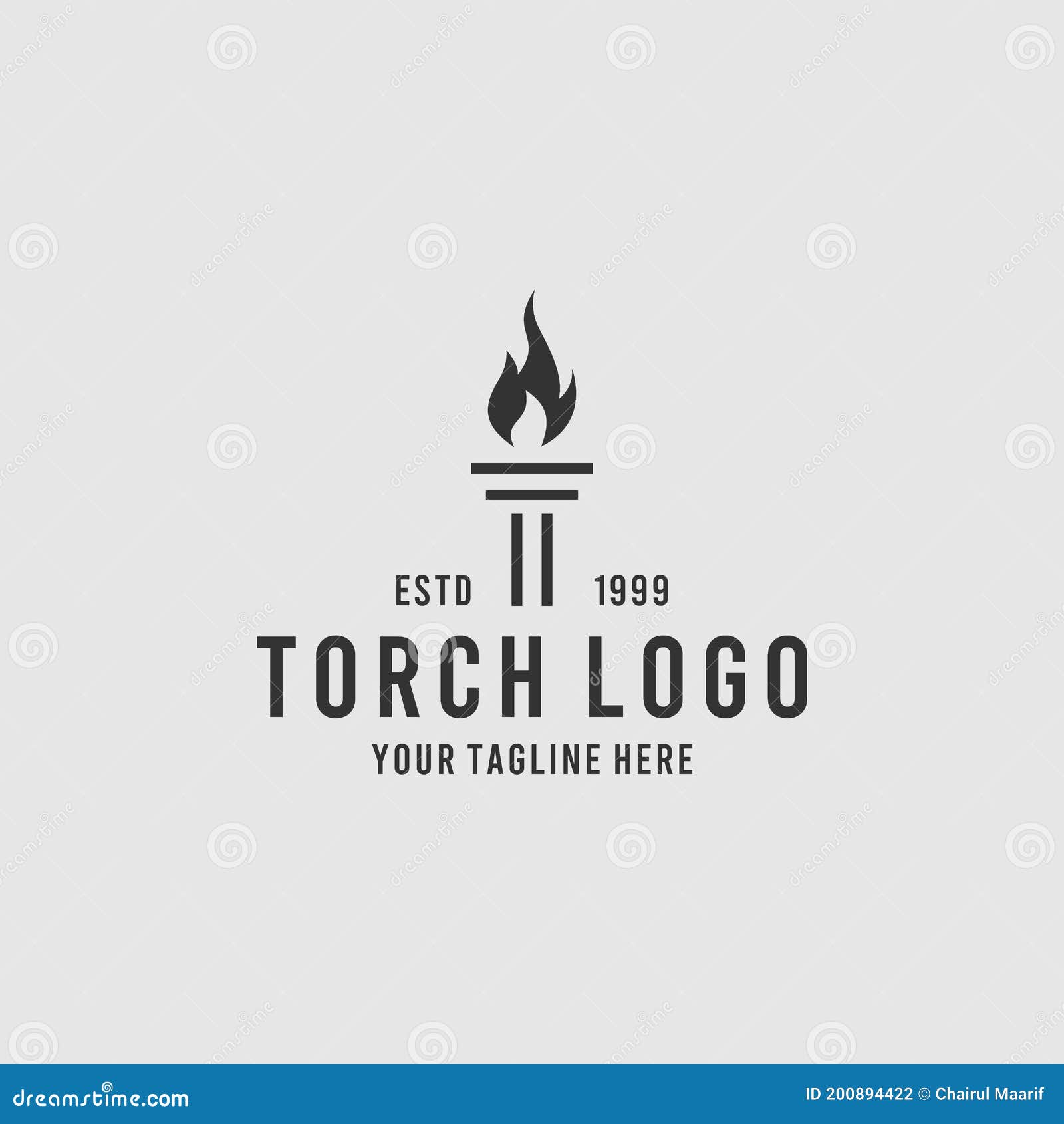 The Letter T Into A Torch Shape. Clean And Iconic `Fire Torch` Vector ...