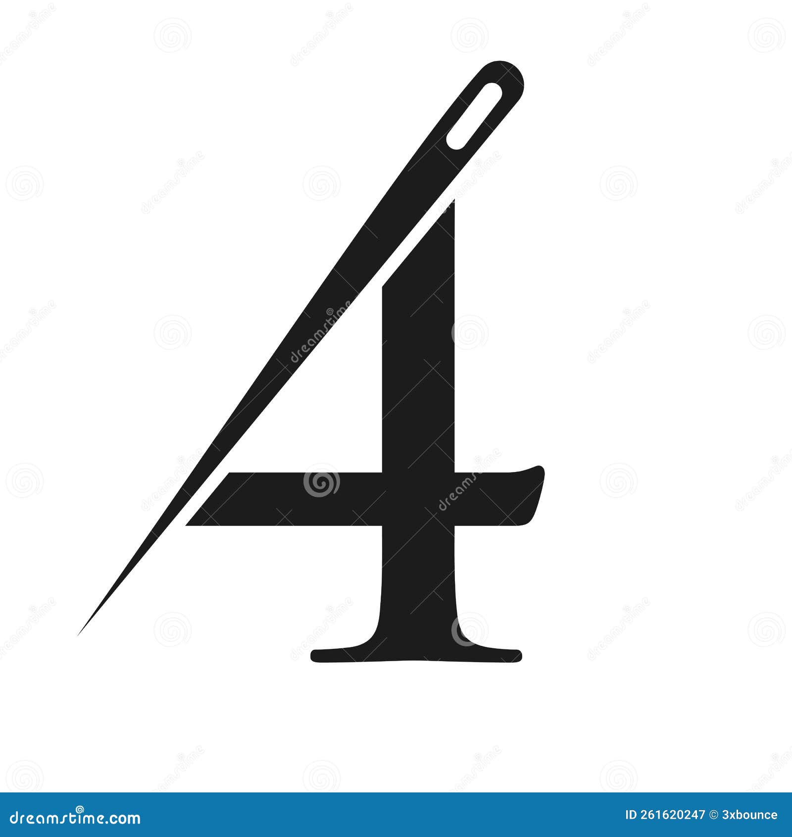 Initial Letter 4 Tailor Logo, Needle and Thread Combination for ...