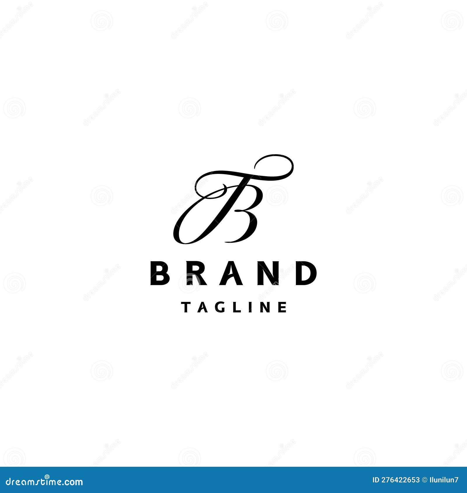 Initial Script Letter T Above B Logo Design Stock Vector - Illustration ...