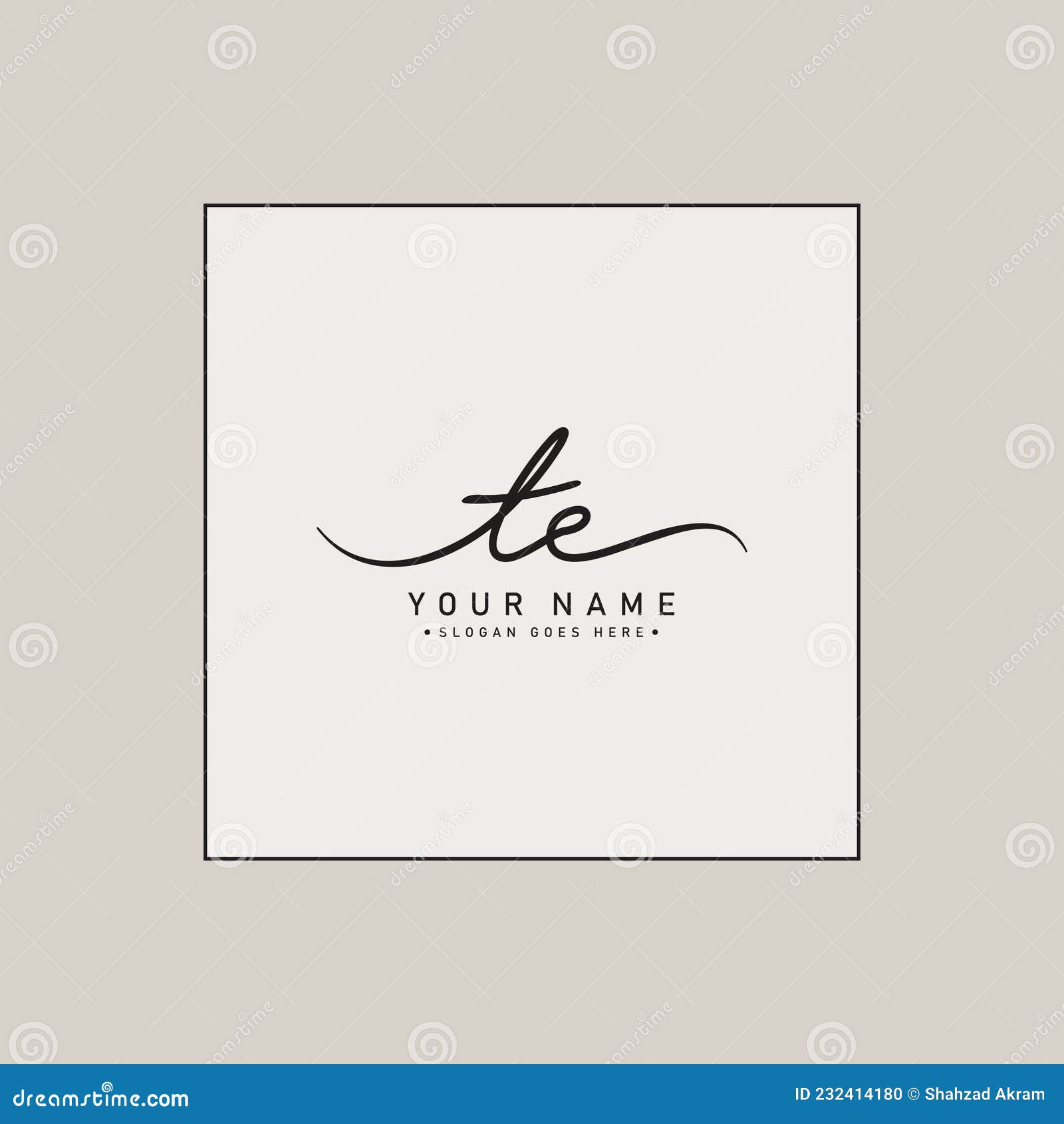 Initial Letter TE Logo - Hand Drawn Signature Logo Stock Vector ...