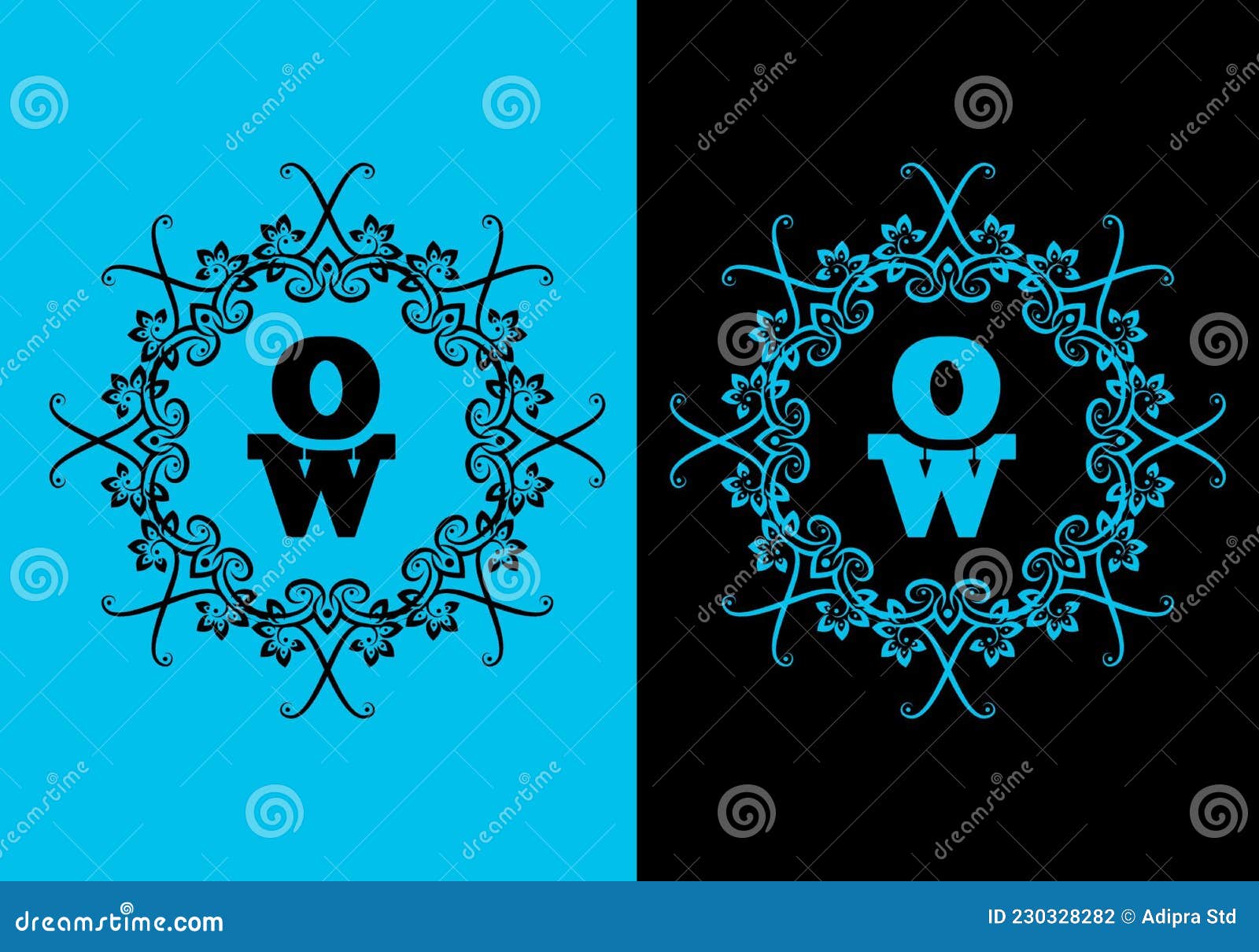 Initial letter text of OW stock vector. Illustration of gold - 230328282