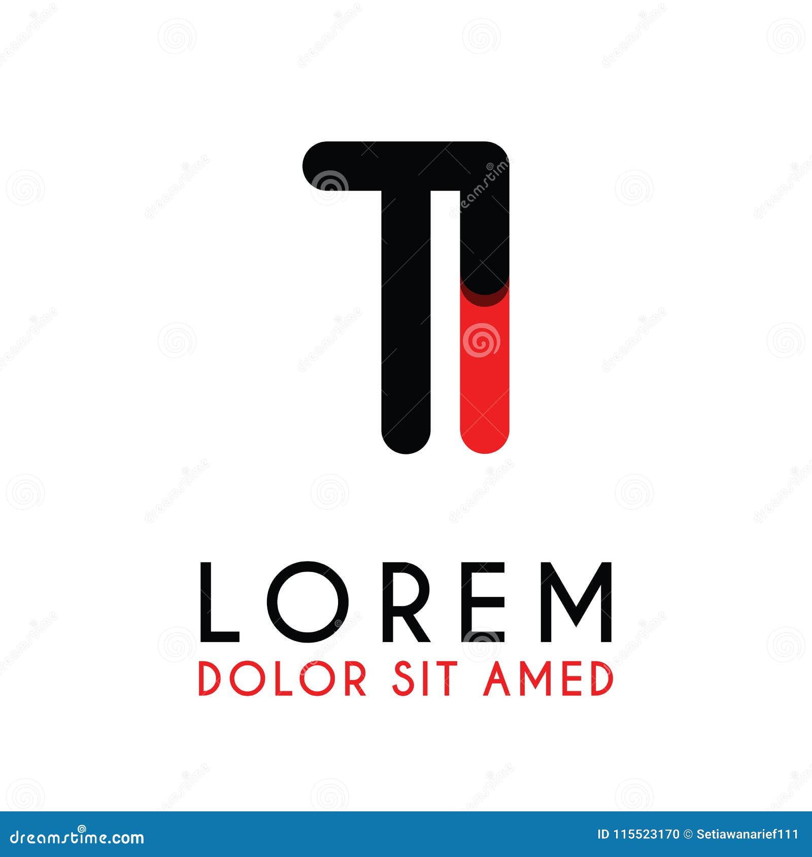 Initial Letter TI with Red Black and Has Rounded Corners Stock Vector ...